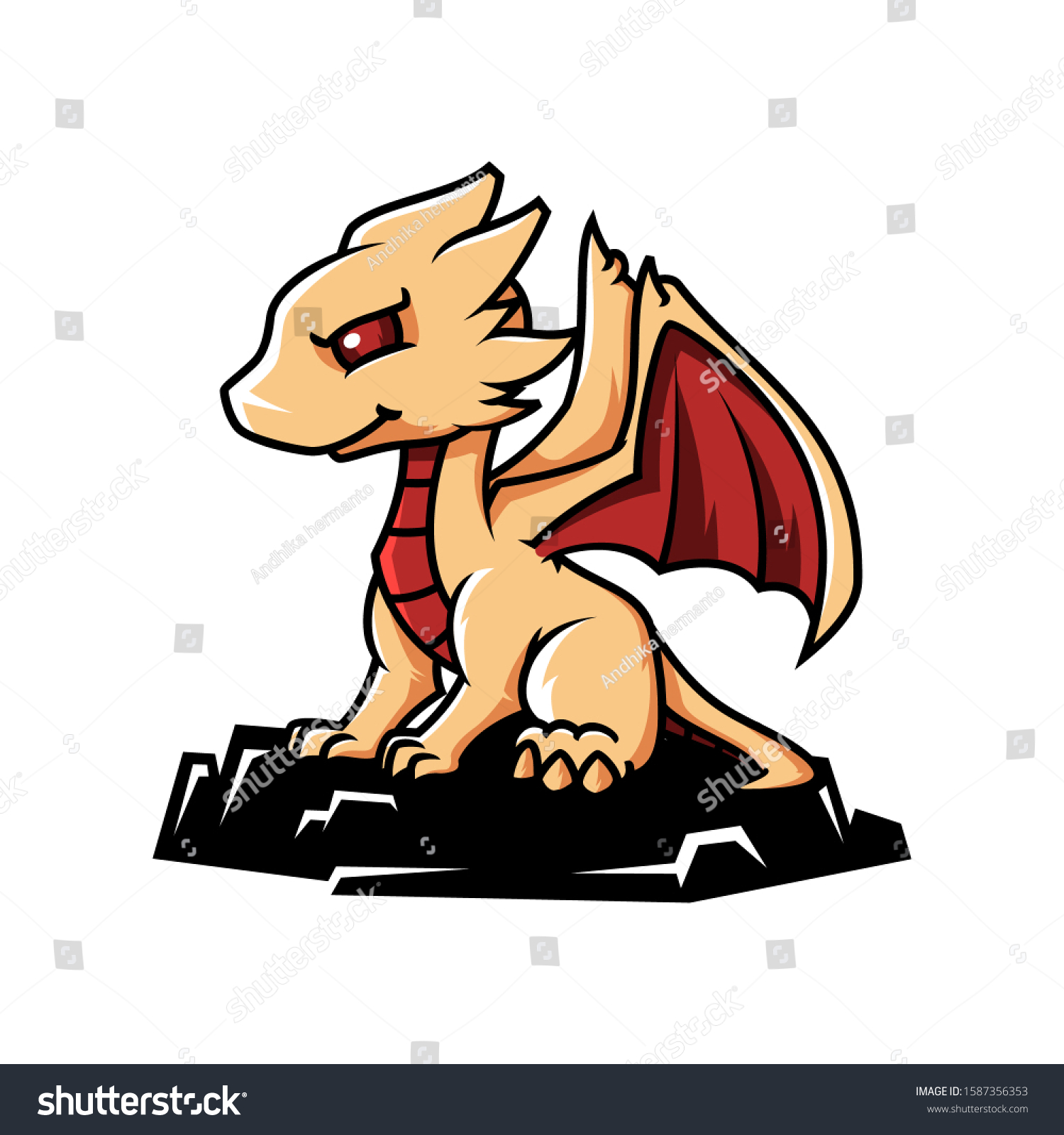 Baby Dragon Vector Logo Template Stock Vector (Royalty Free) 1587356353 ...