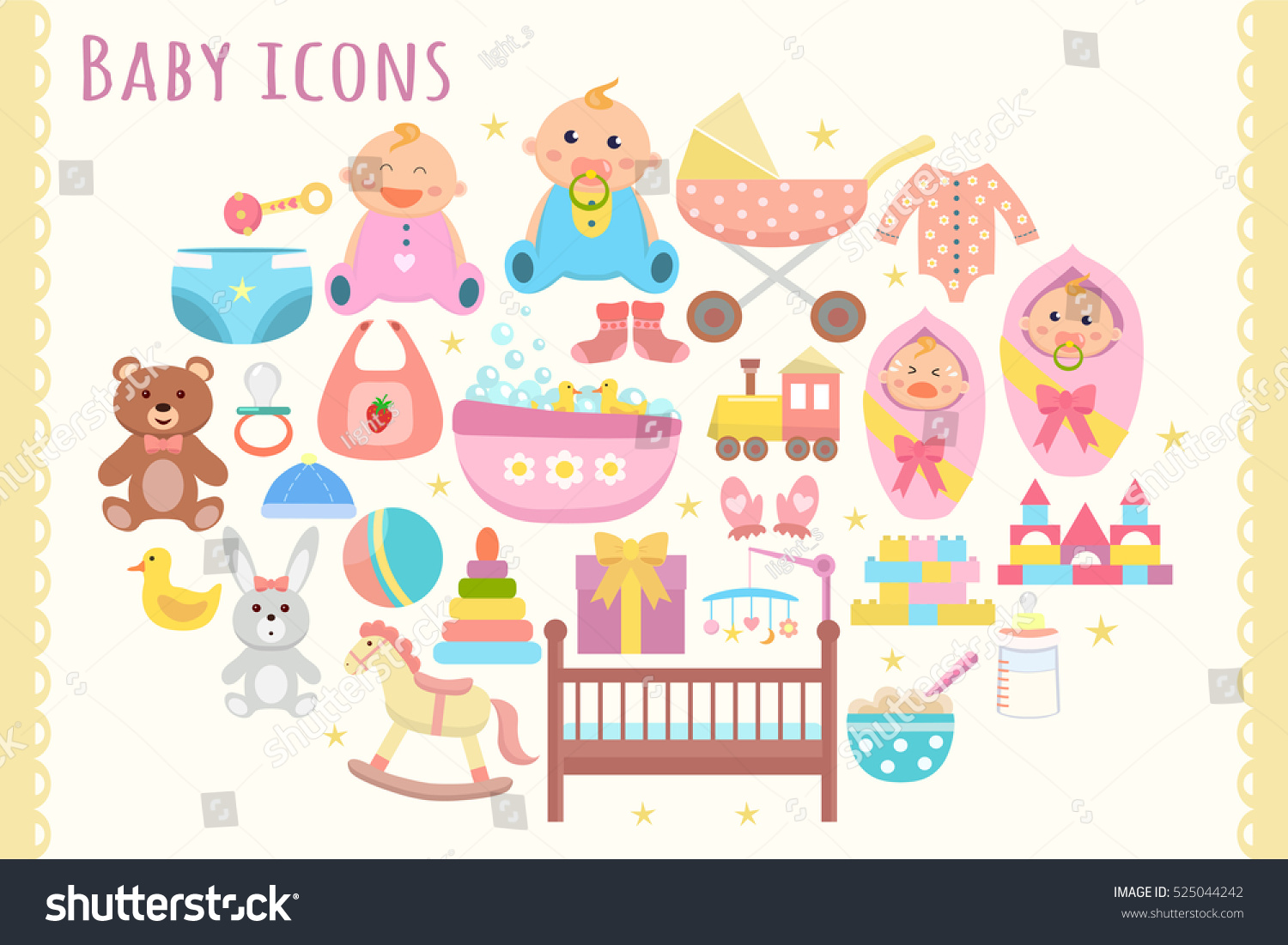 Baby Flat Icons Set Stock Vector (Royalty Free) 525044242 | Shutterstock