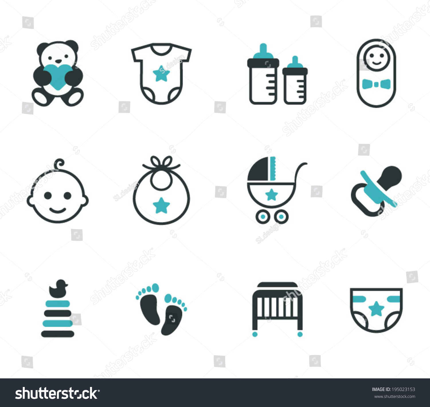 Baby Icons Vector Set Stock Vector (Royalty Free) 195023153 - Shutterstock