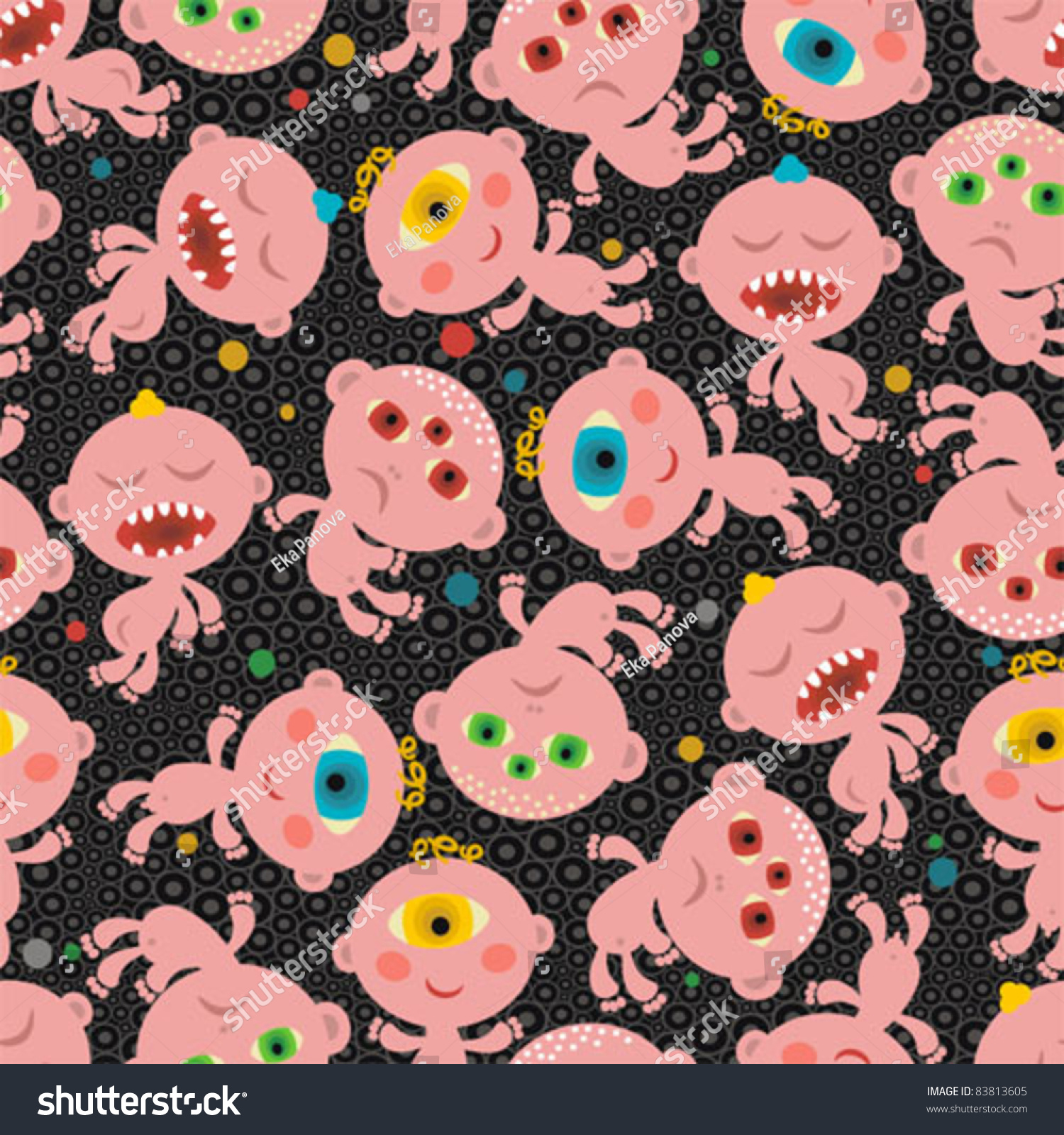 Baby Monsters Seamless Background Vector Pattern Stock Vector (Royalty ...