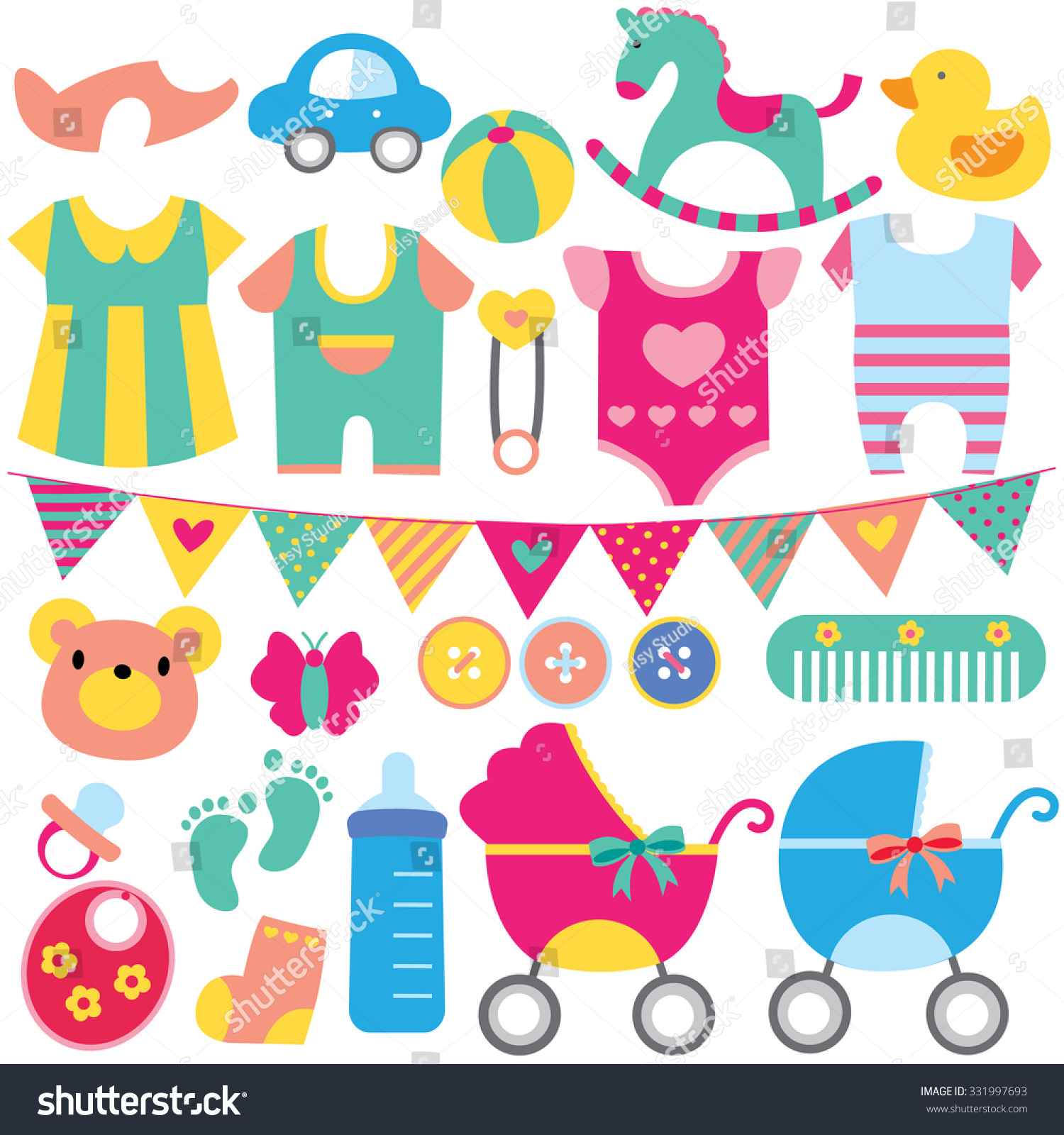 Baby Objects Clip Art Set Stock Vector (Royalty Free) 331997693 ...