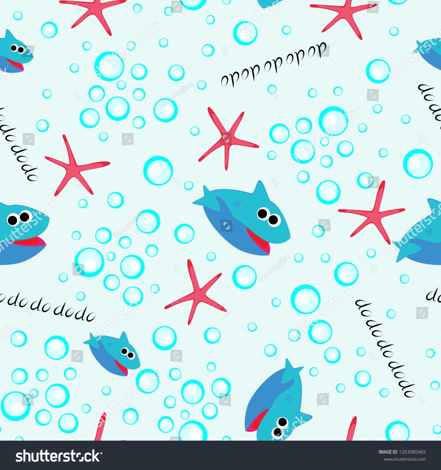 Vektor Stok Baby Shark Dodododo Seamless Pattern (Tanpa Royalti ...