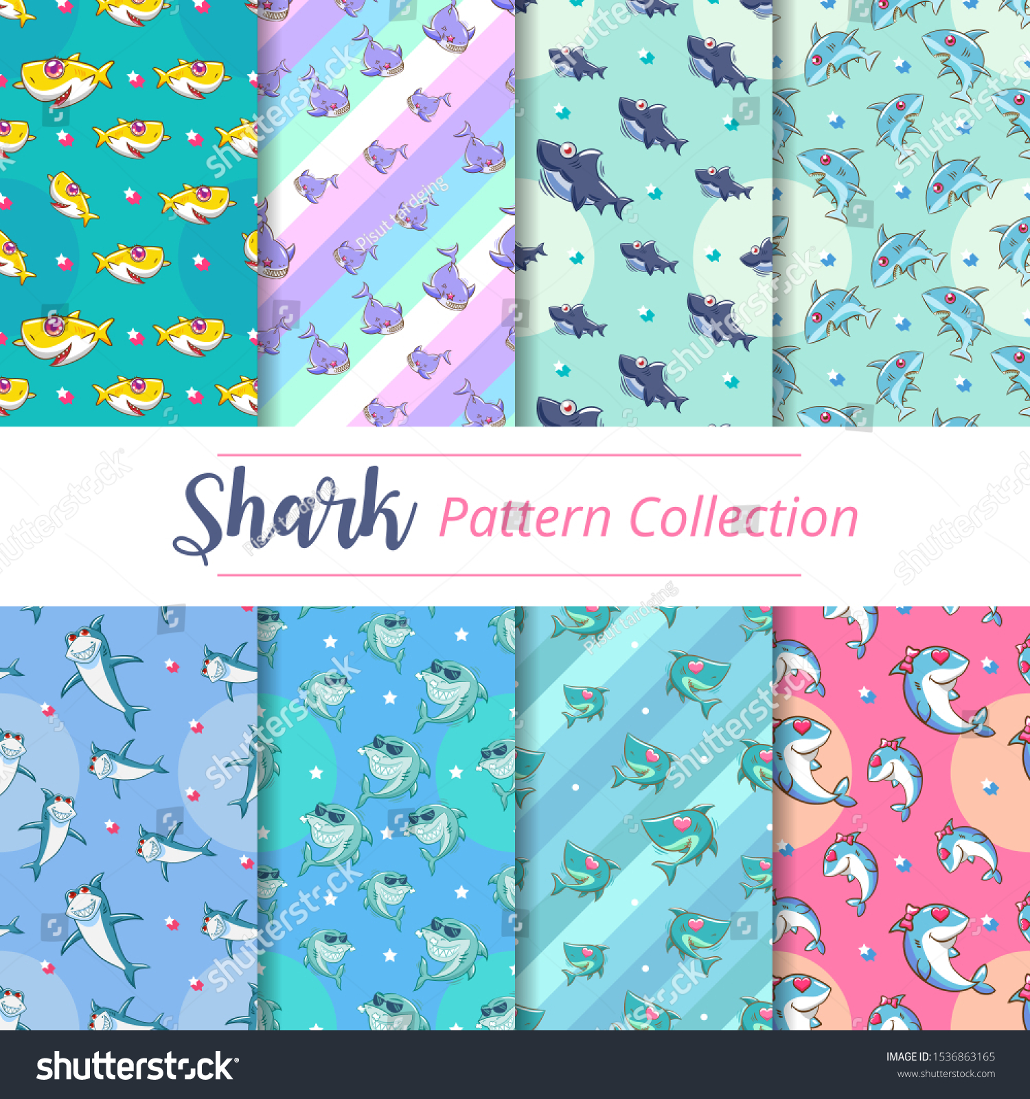 Baby Shark Pattern Set Graphic Design Stock Vector (Royalty Free ...