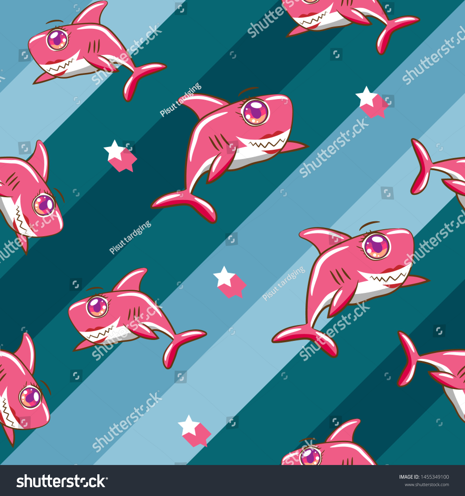 Baby Shark Vector Pattern Graphic Design: เวกเตอร์สต็อก (ปลอดค่า ...