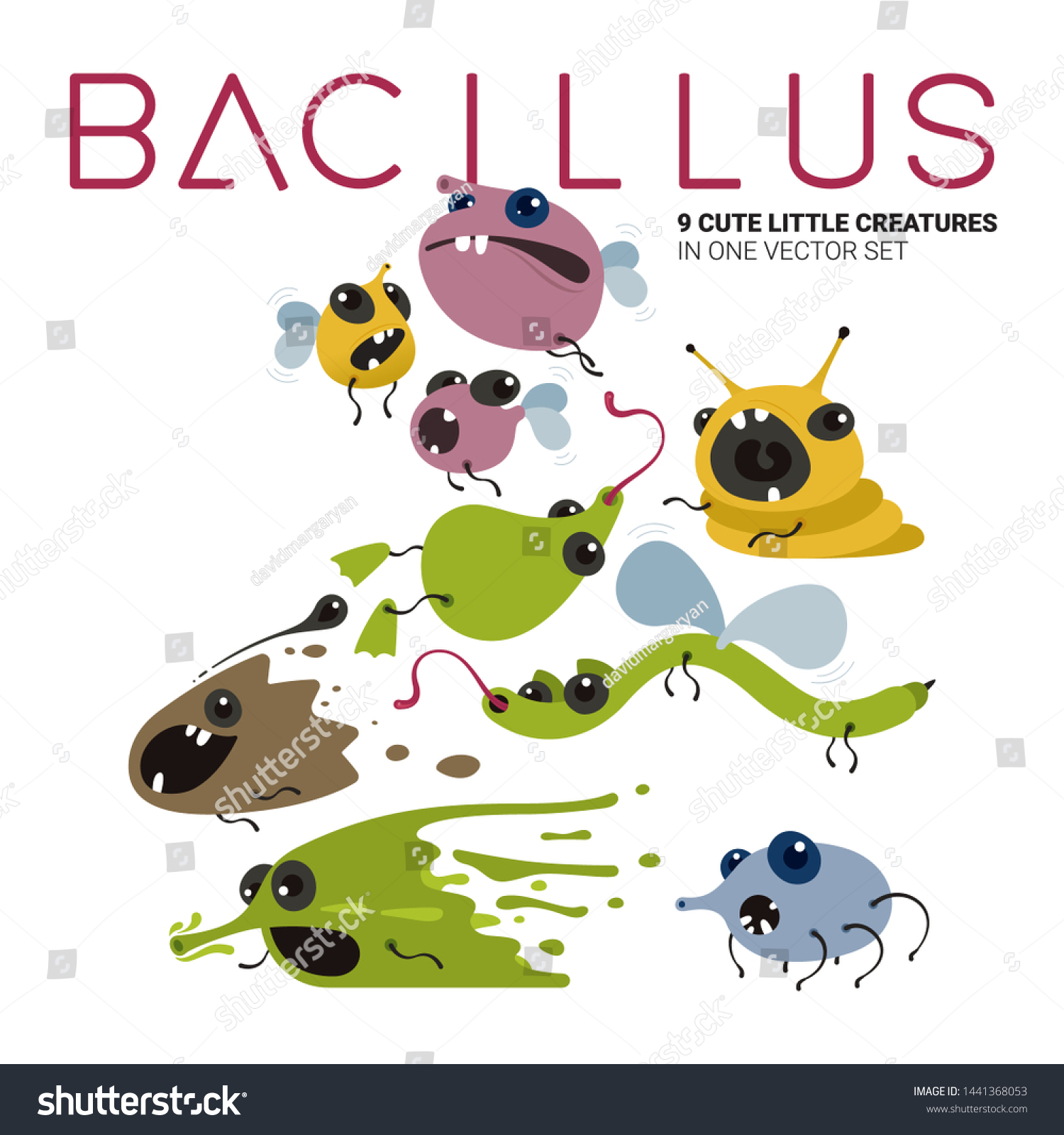 Bacillus Cute Little Creatures Vector Set Stock Vector (Royalty Free ...