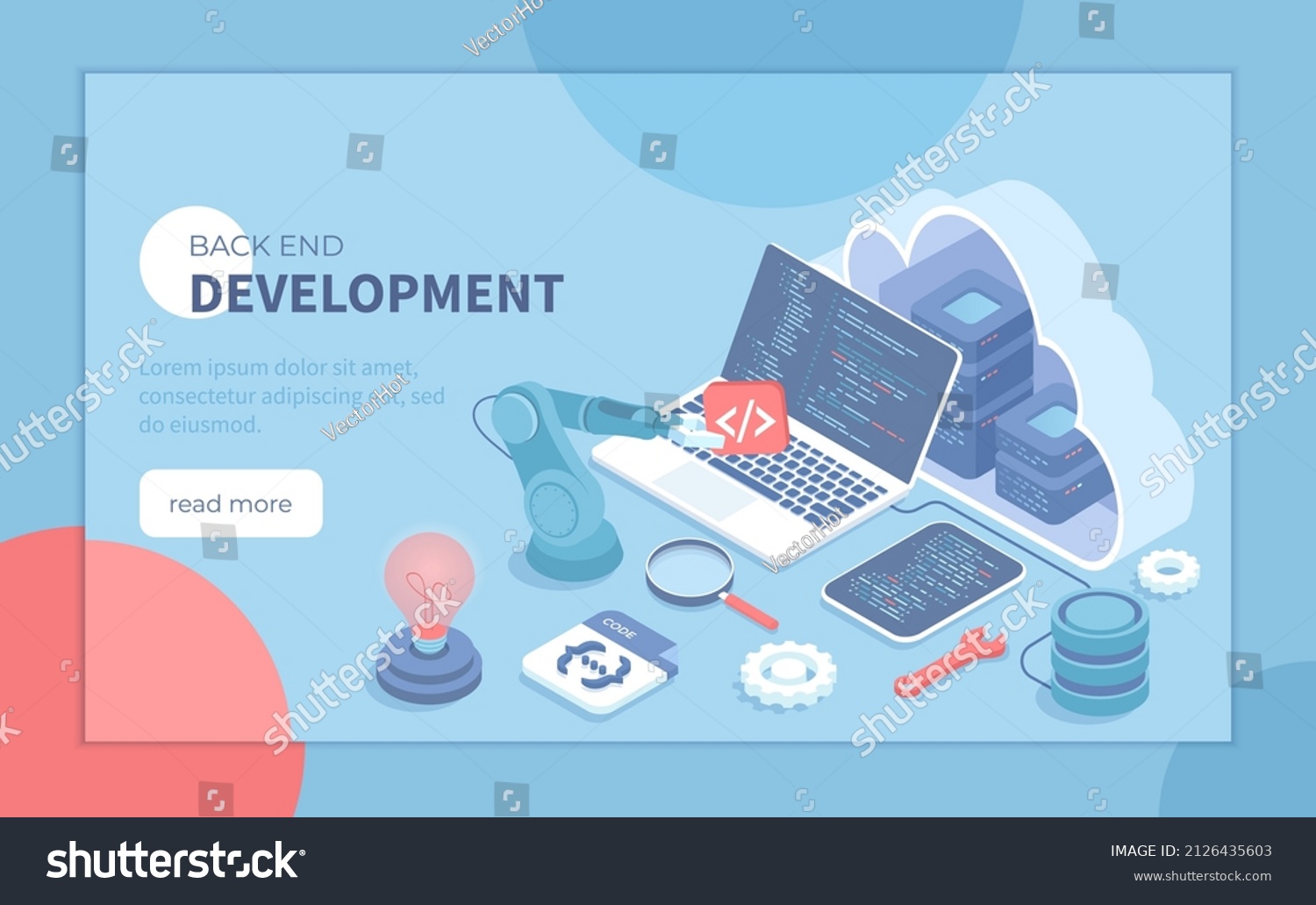Backend Development Coding Software Engineering Programming Stock Vector Royalty Free 2126435603