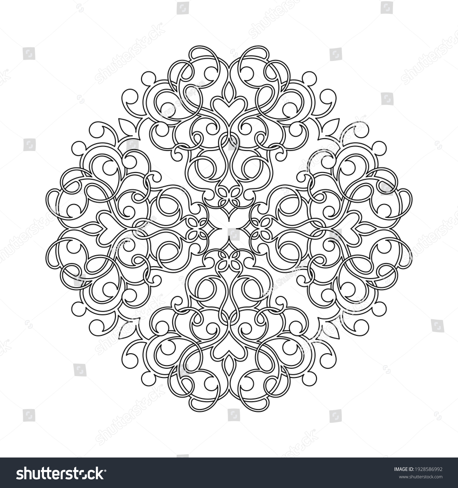 Back Outline Round Pattern On White Stock Vector (Royalty Free ...