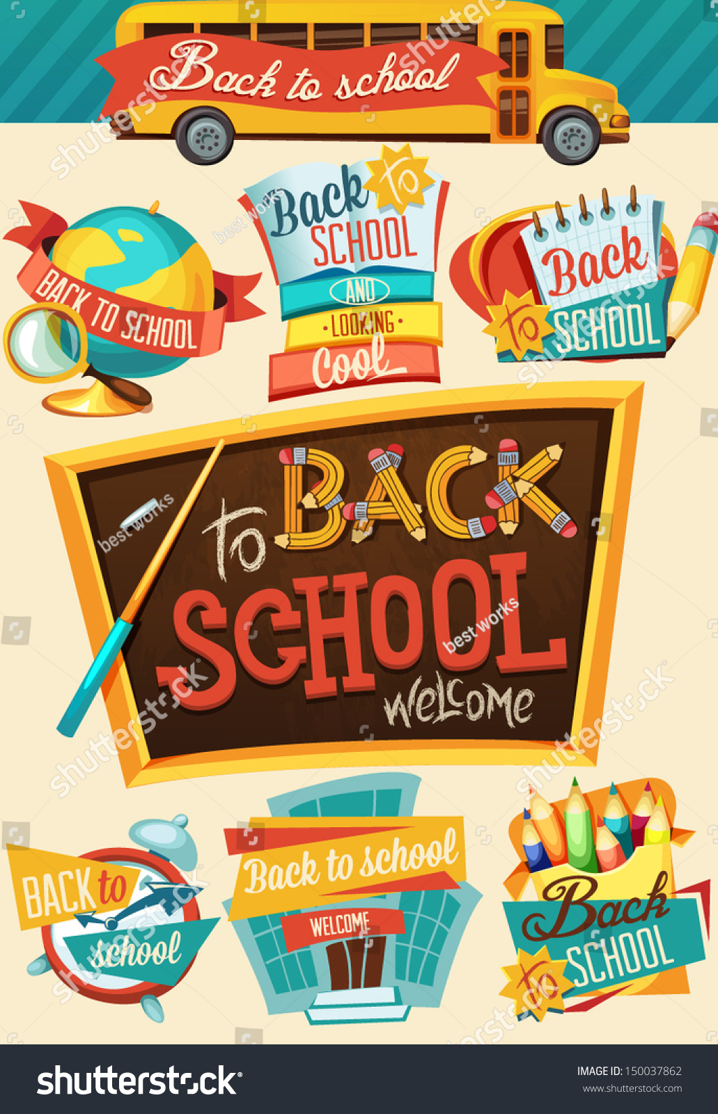 Back To School Design Template Stock Vector Illustration 150037862 ...