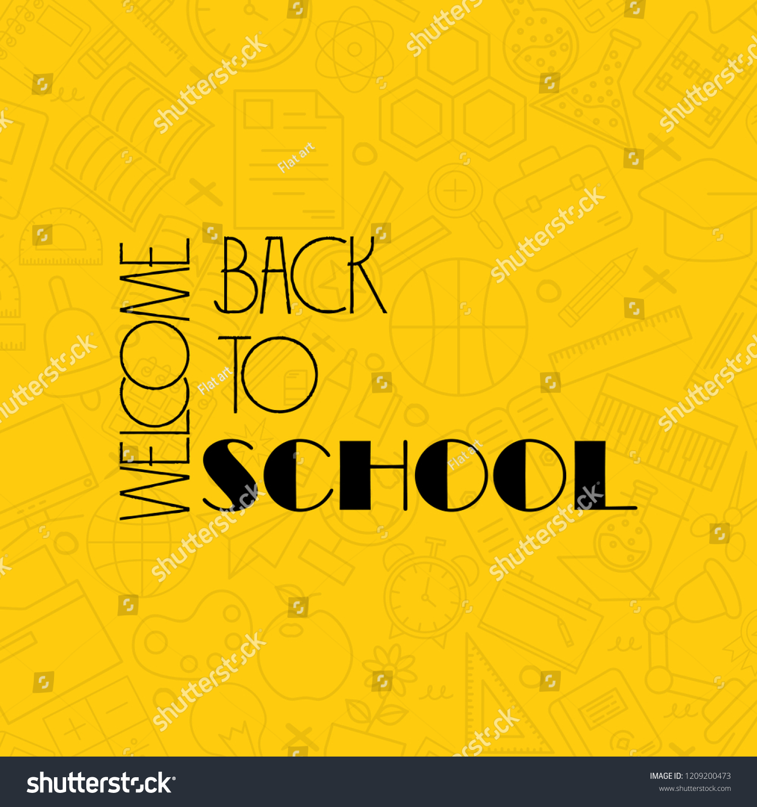 Back School Design Yellow Background Vector Stock Vector (Royalty Free ...