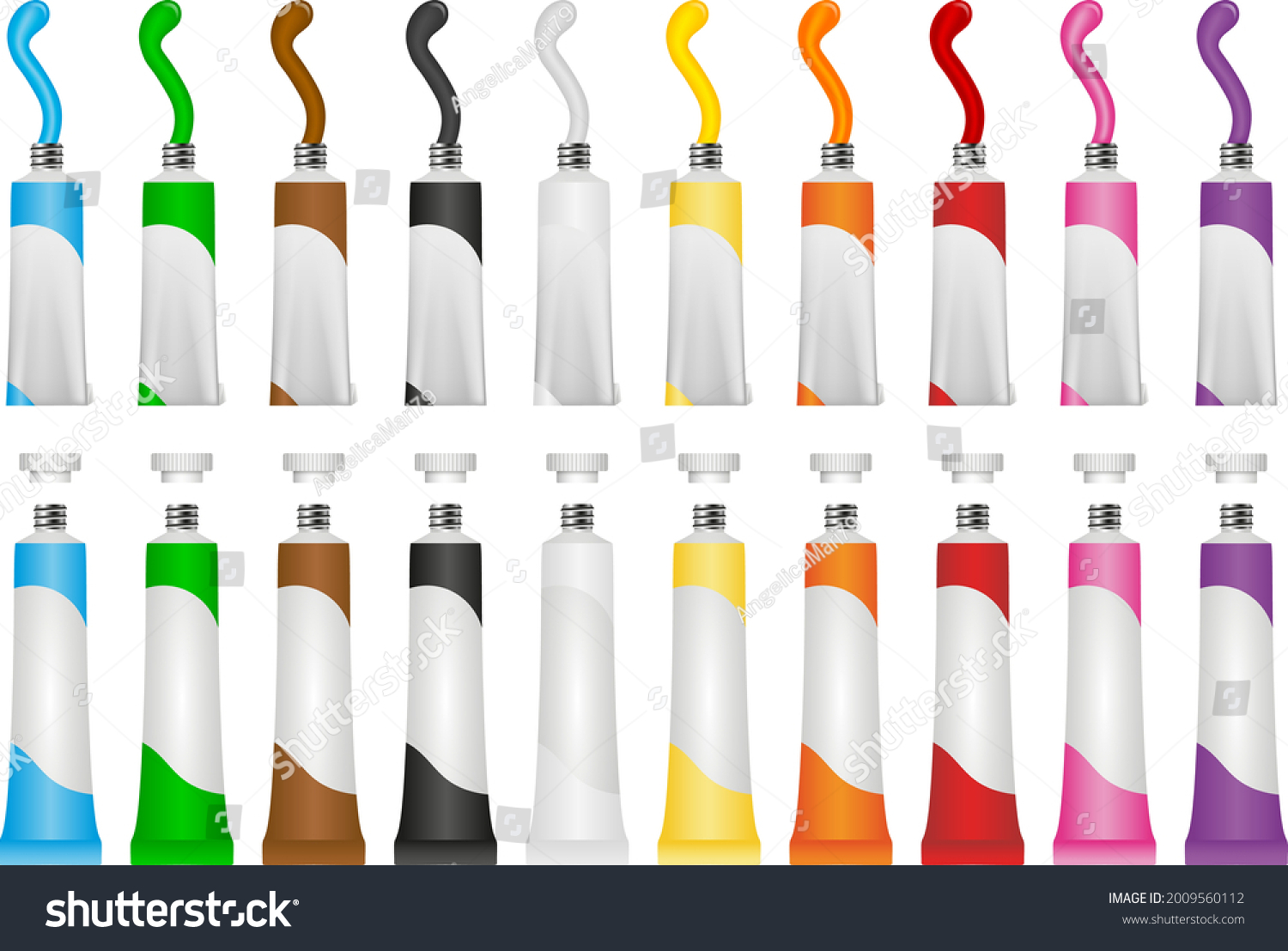 Back School Elements Isolated Colorful Tempera Stock Vector (Royalty ...