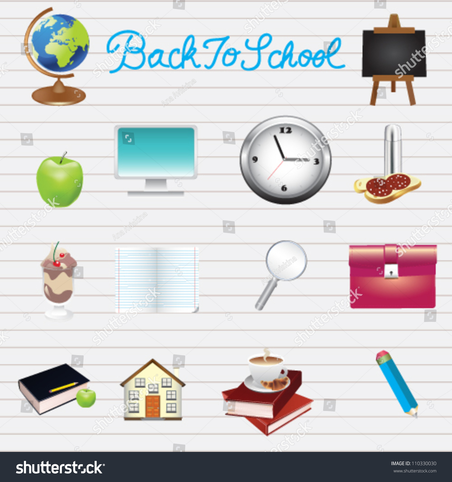 Back School Illustration Different School Objects Stock Vector (Royalty ...