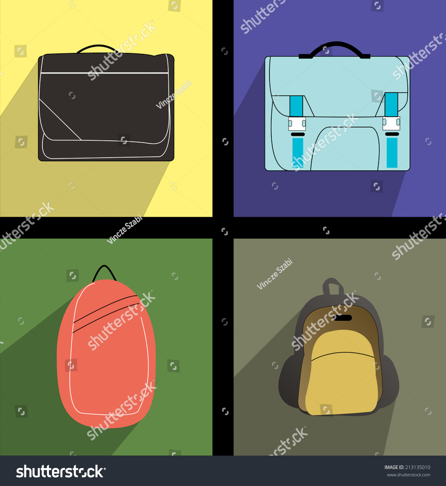 Back School School Bag Vector Stock Vector (Royalty Free) 213135010 ...