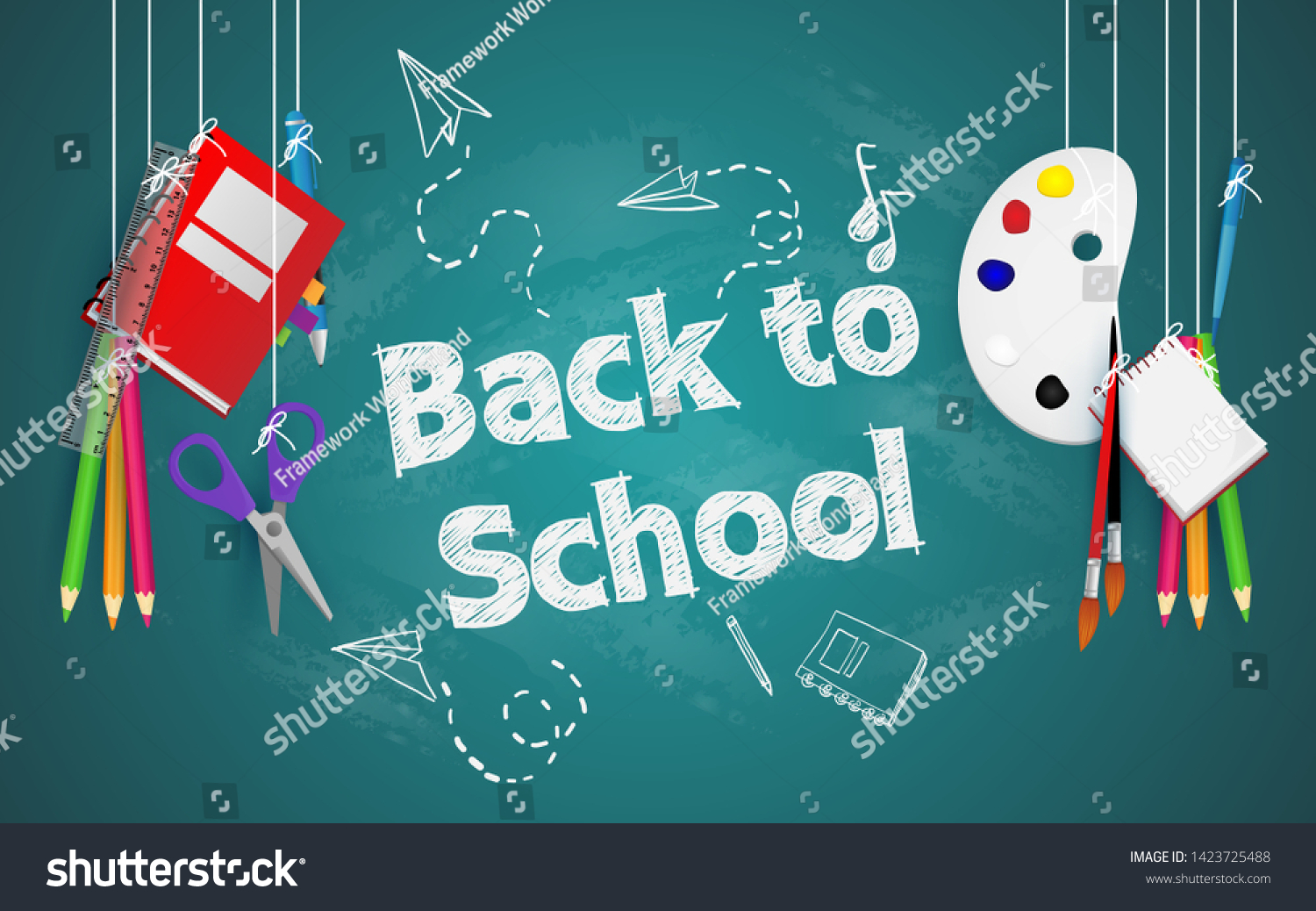 Back School School Items Elements Vector Stock Vector (Royalty Free ...