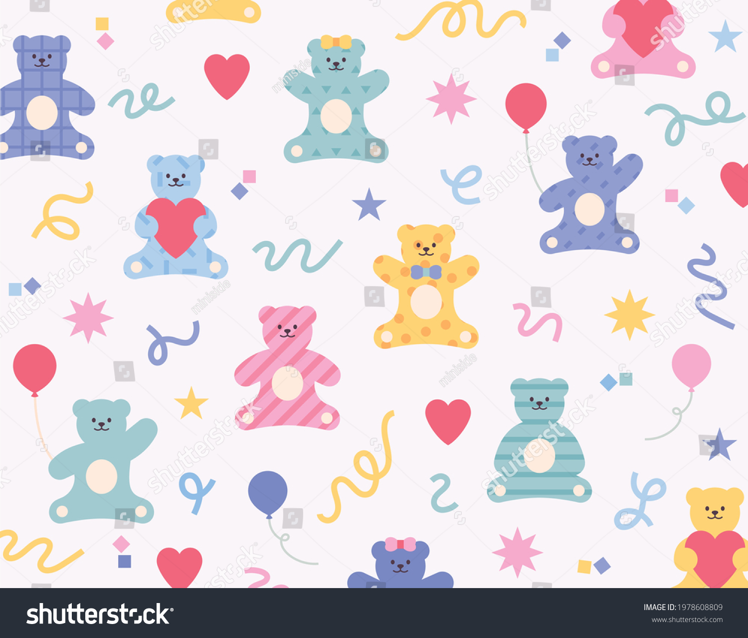 Background Design Cute Teddy Bear Pattern Stock Vector (Royalty Free ...