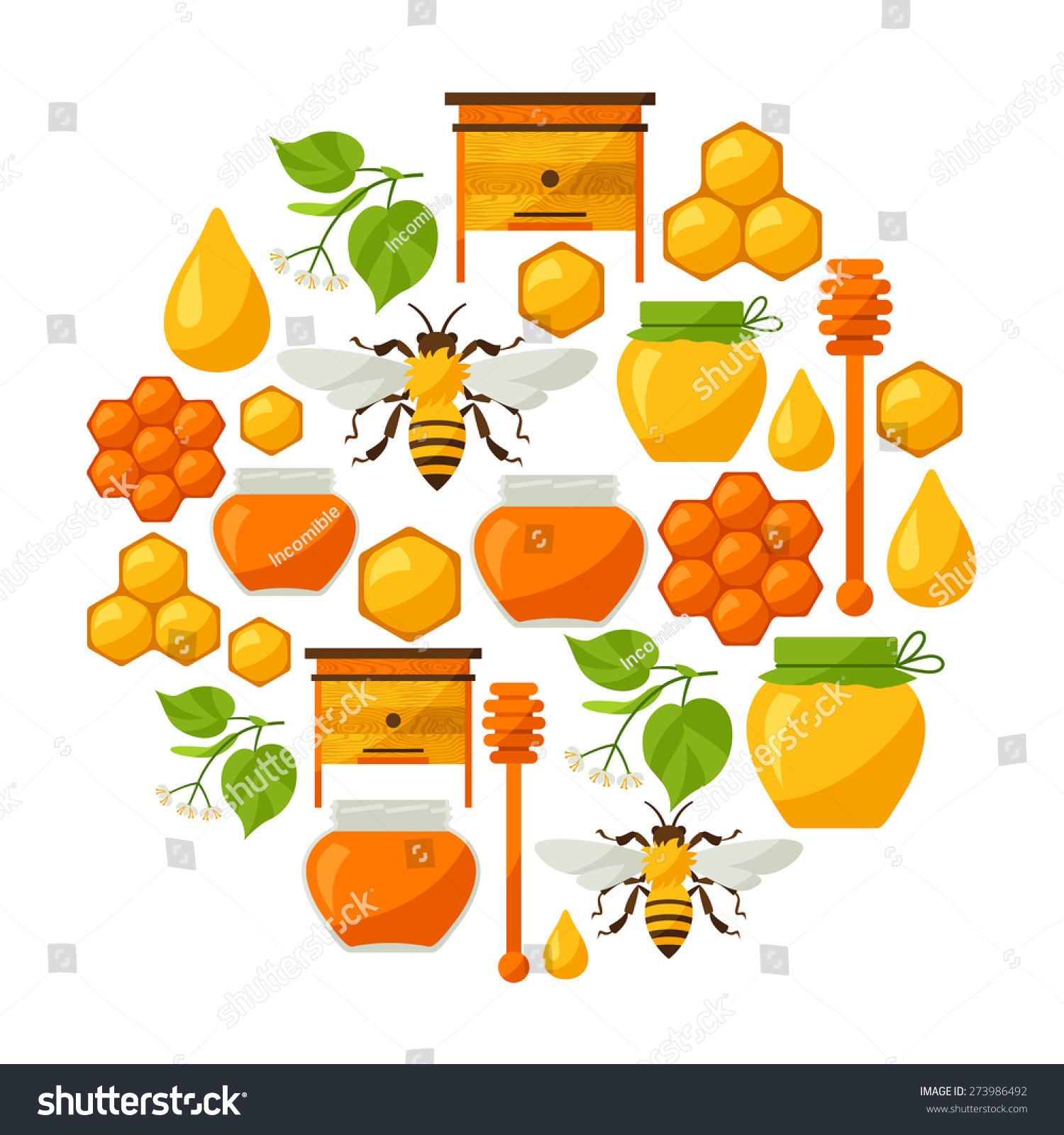 Background Design Honey Bee Objects Stock Vector (Royalty Free ...