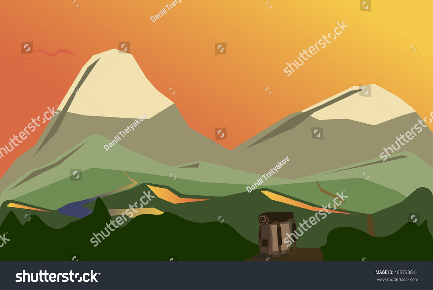 Background Exploration Mountains Forest Stock Vector (Royalty Free ...