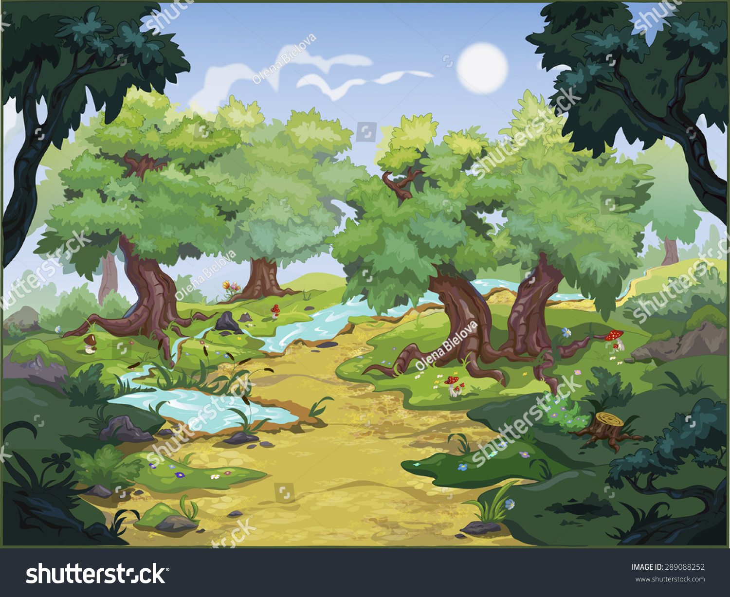 Background Garden Creek Vector Stock Vector (Royalty Free) 289088252