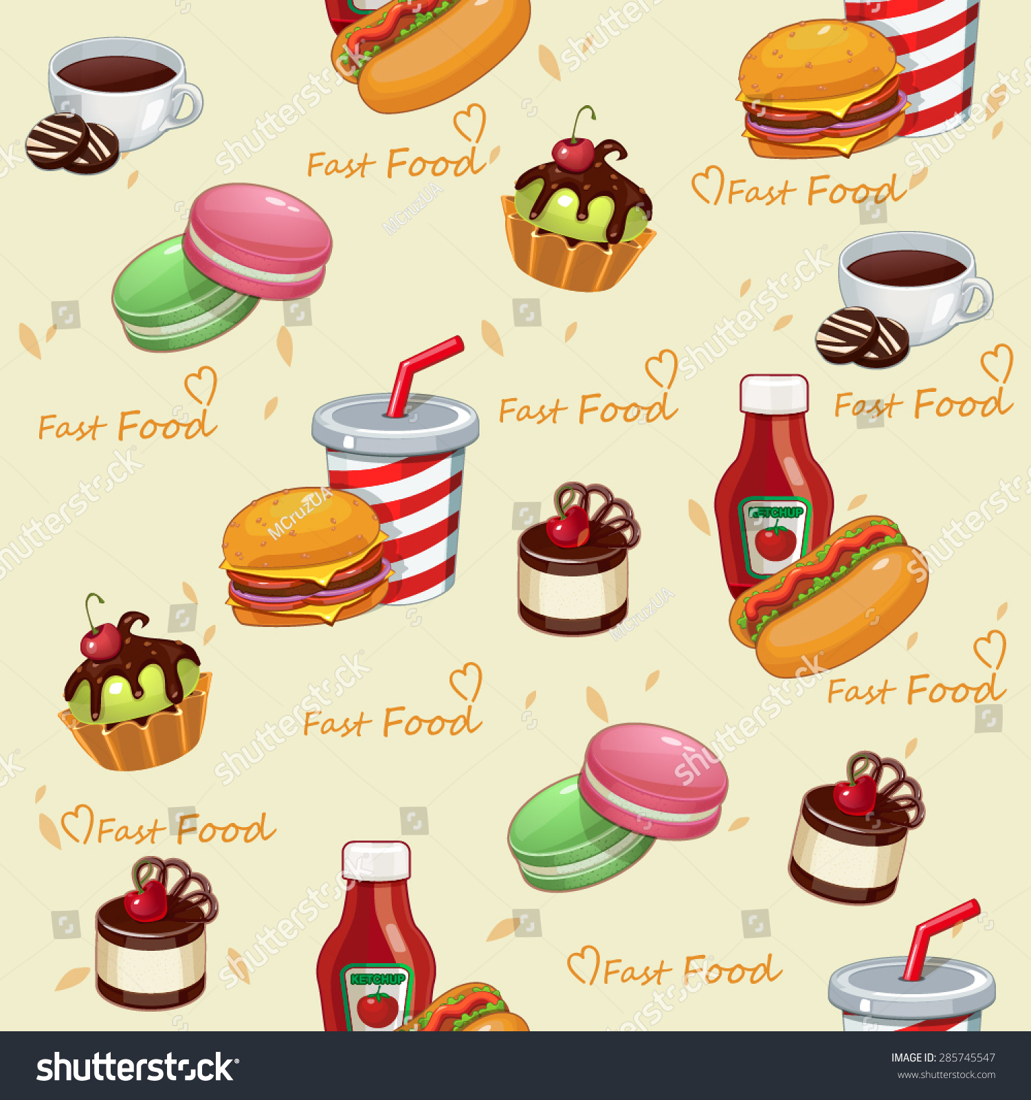 Background Pattern Fast Food Vector Illustration Stock Vector (Royalty ...