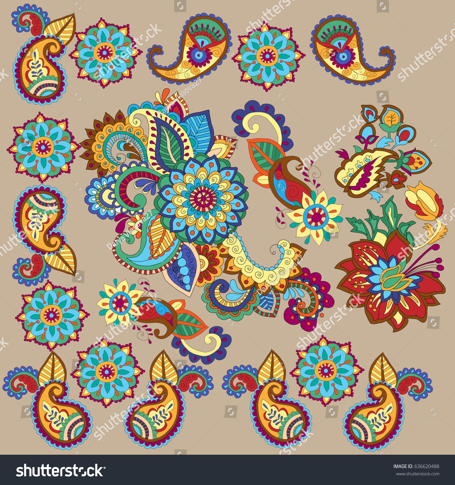 Background Beautiful Patterns Flowers Swirls 库存矢量图（免版税）636620488 ...