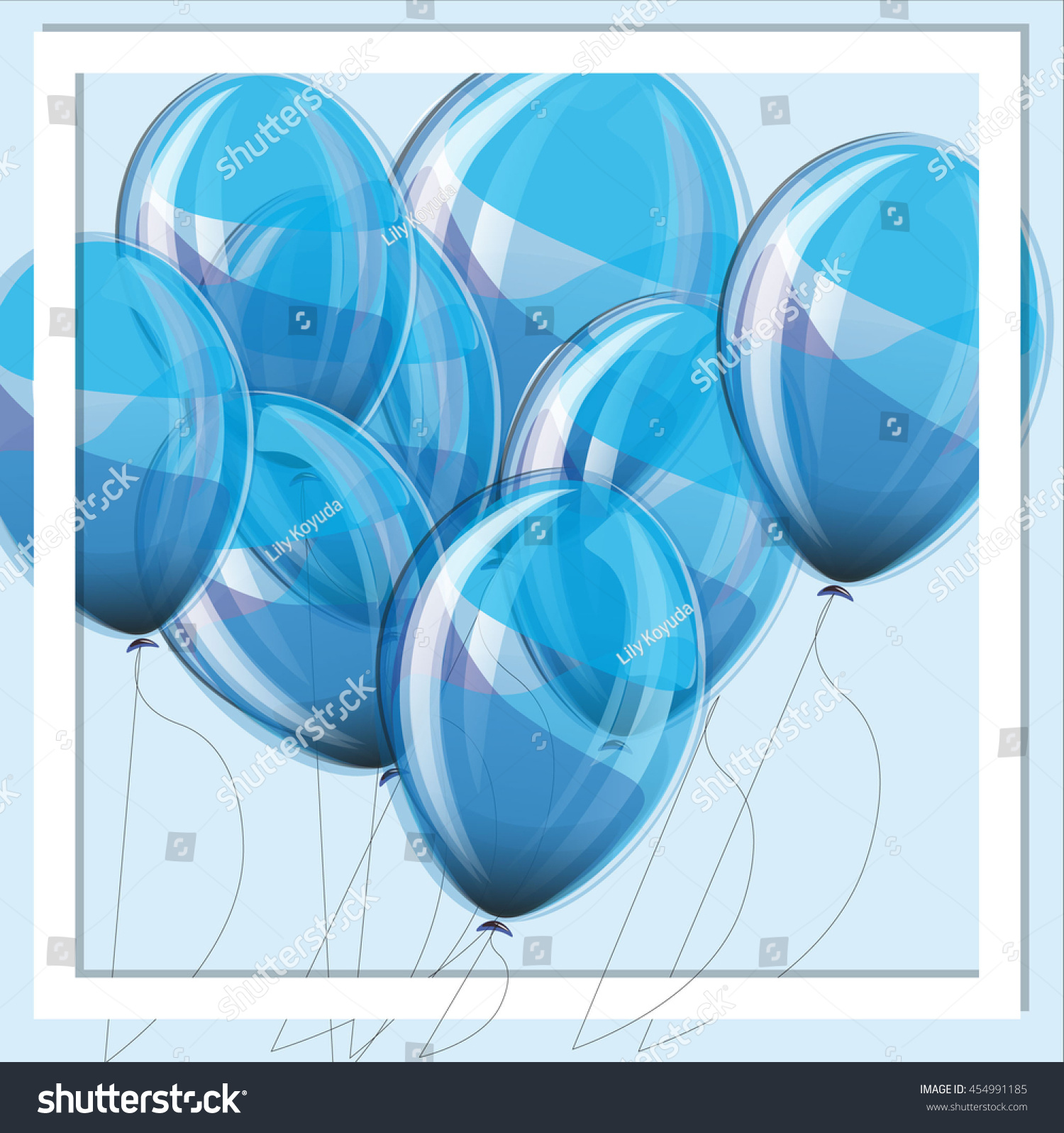Background Blue Balloons Stock Vector (Royalty Free) 454991185 ...