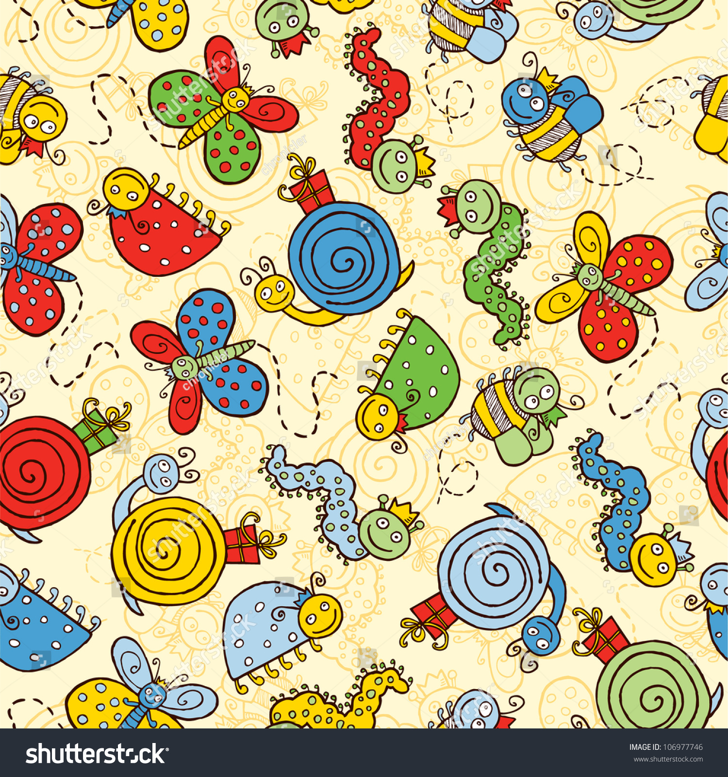 Background Cartoon Insects Stock Vector (Royalty Free) 106977746 ...