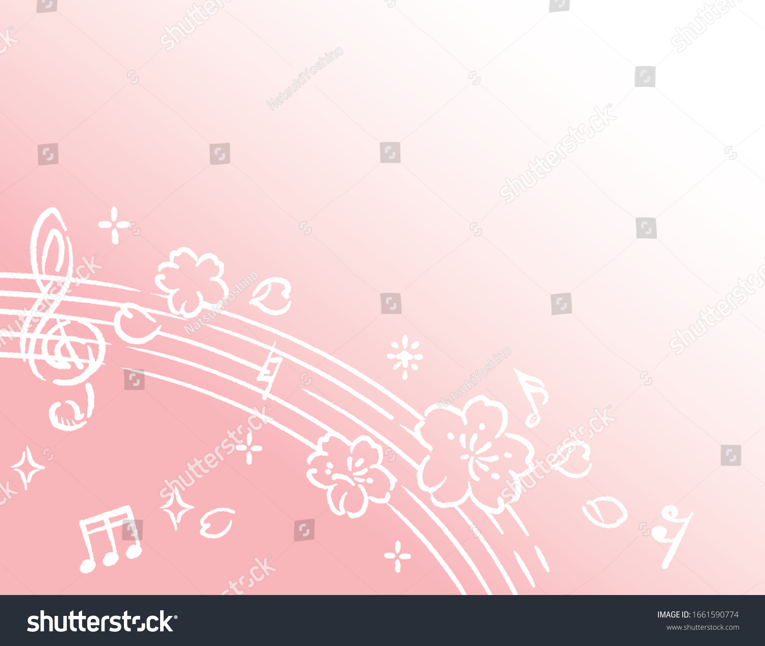 Background Cherry Blossoms Musical Notes Vector: เวกเตอร์สต็อก (ปลอดค่า ...