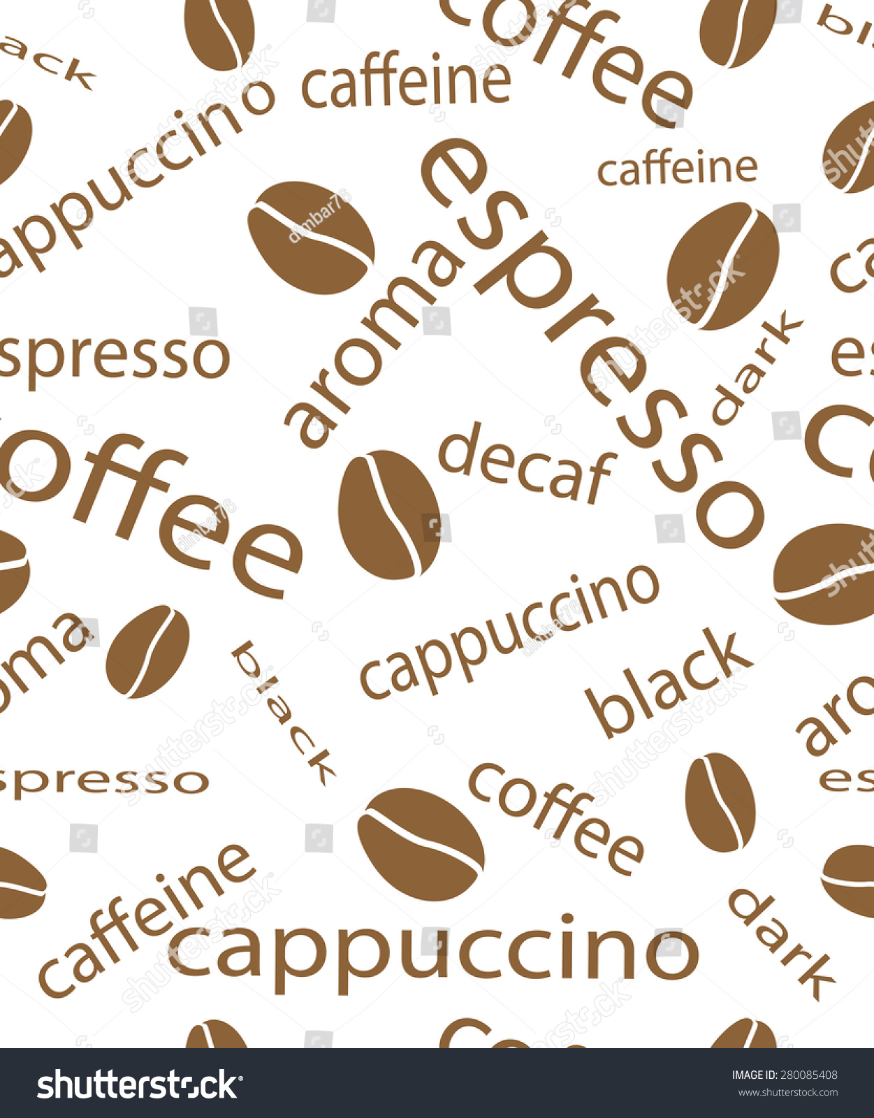 Background Coffee Beans Word Seamless Vector Stock Vector (Royalty Free ...