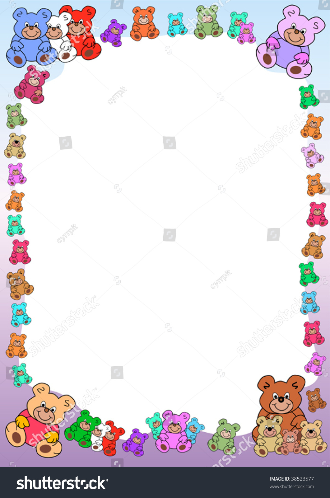 Background With Colorful Teddy-Border Stock Vector Illustration ...