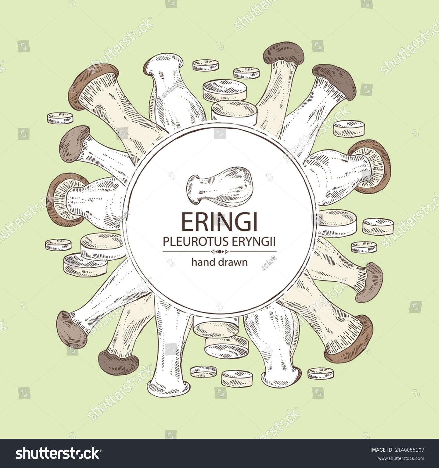 Background Eringi Eringi Mushrooms Piece Mushroom Stock Vector (Royalty Free) 2140055107