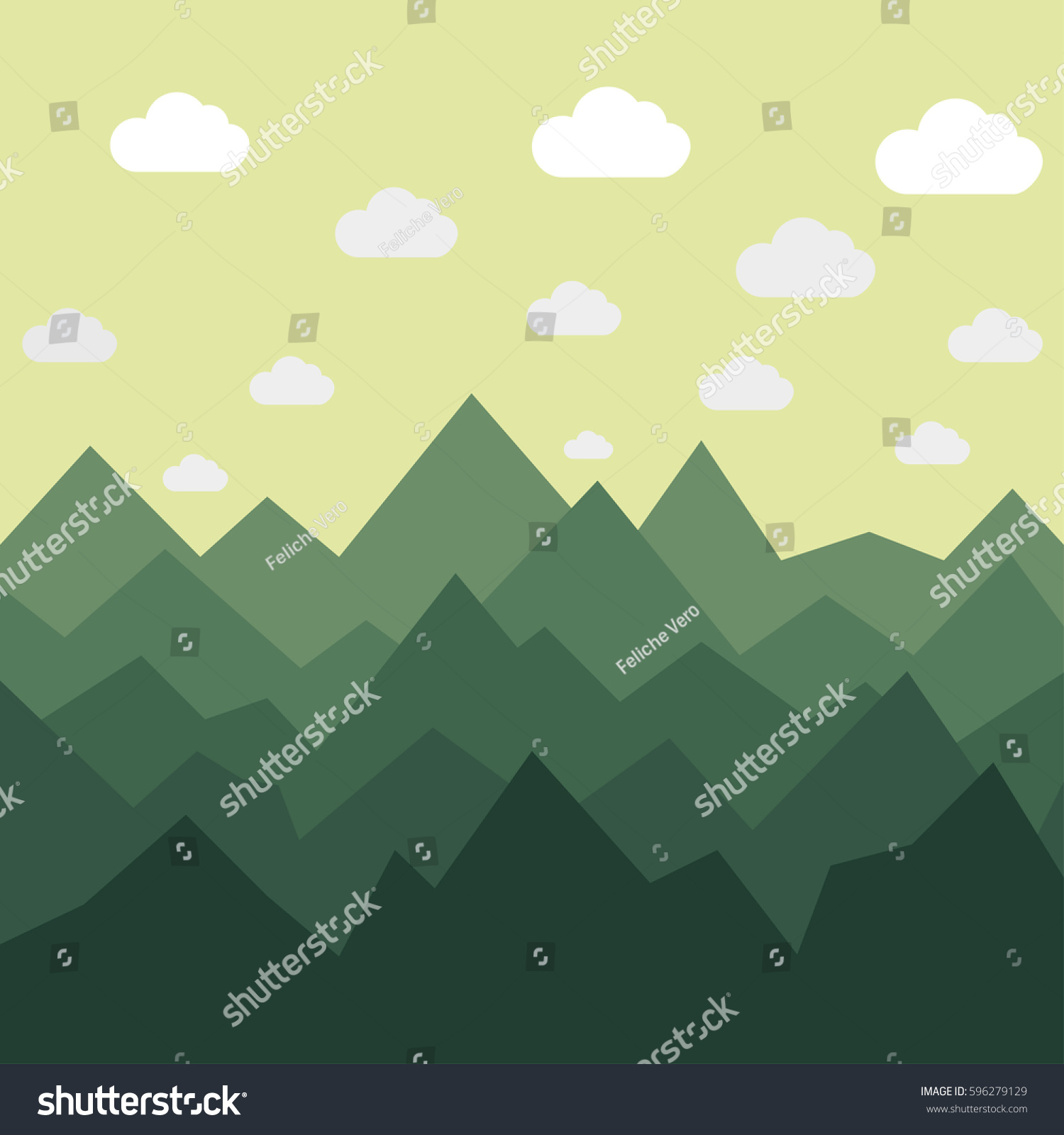 Background Graphic Mountains Sky Clouds Vector Stock Vector (Royalty ...