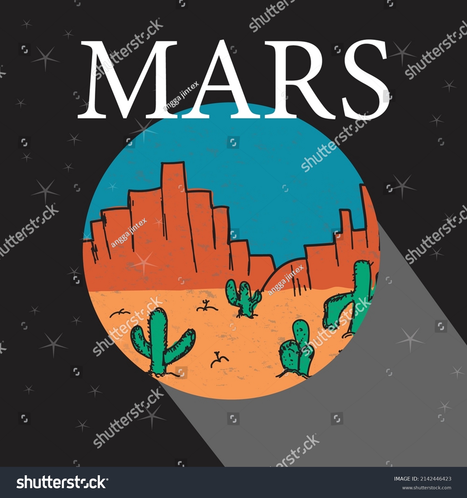 Background Hand Drawn Planet Mars Vector Stock Vector (Royalty Free ...