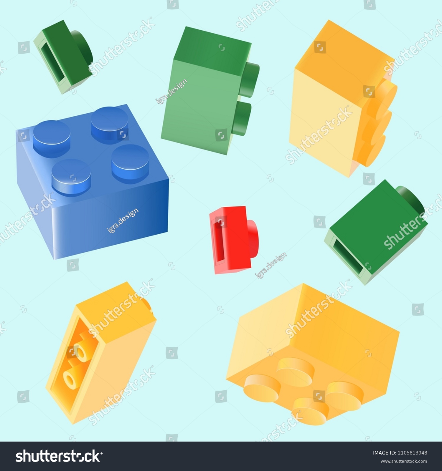 Background Plastic Bricks Falling Down Popular Stock Vector (Royalty ...