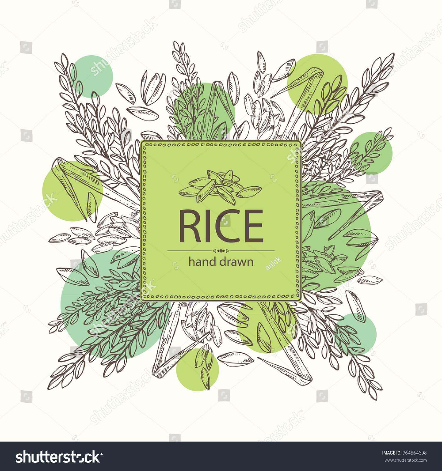 Background Rice Vector Hand Drawn Illustration: Stock-Vektorgrafik ...