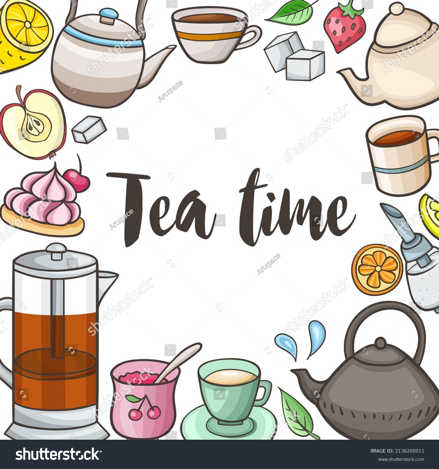 Background Tea Sweets Vector Illustration Stock Vector (Royalty Free ...