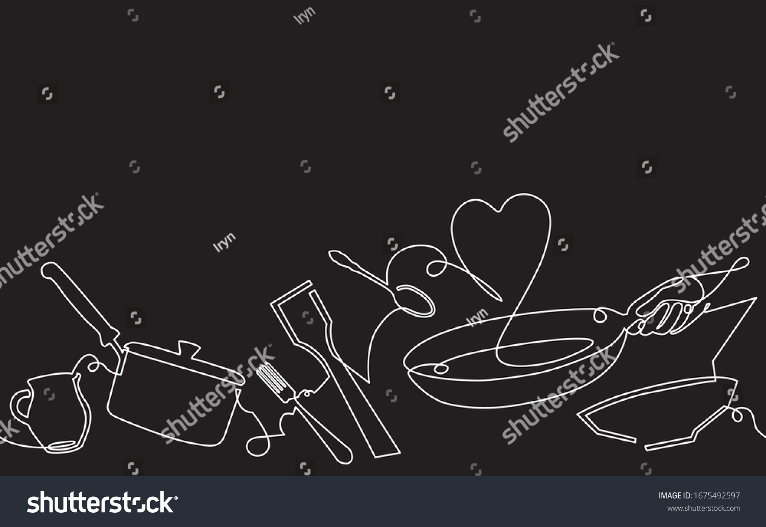 Background Utensils Cooking Horizontal Pattern Vector Stock Vector ...