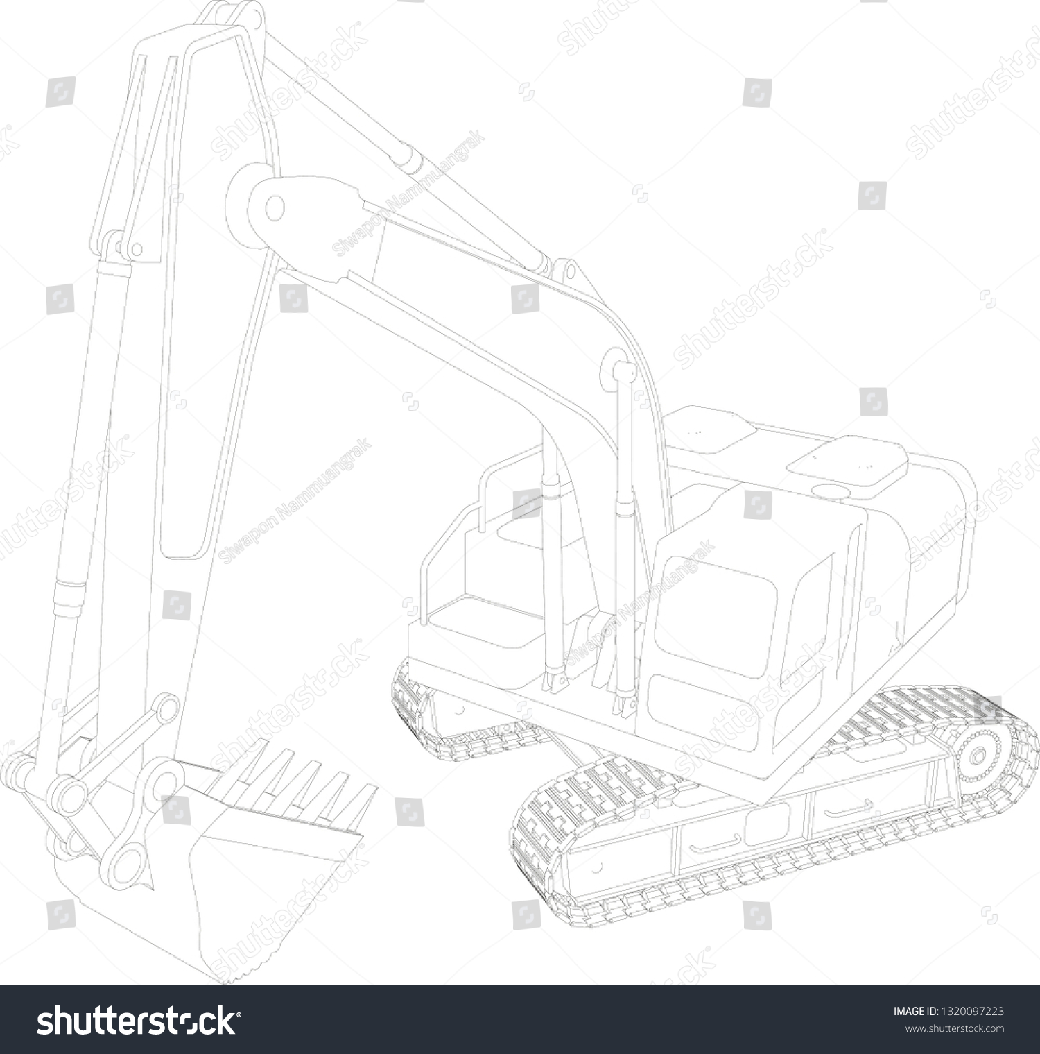 Backhoe Line Graphic Stock Vector (Royalty Free) 1320097223 | Shutterstock