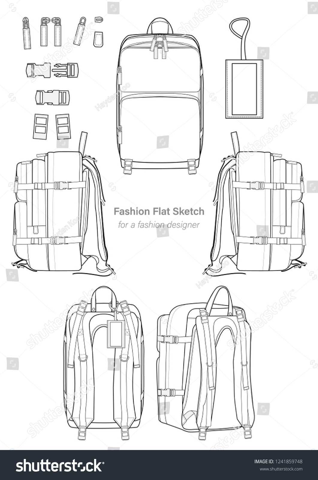 Backpack Design Illustration Flat Sketches Template Stock Vector ...