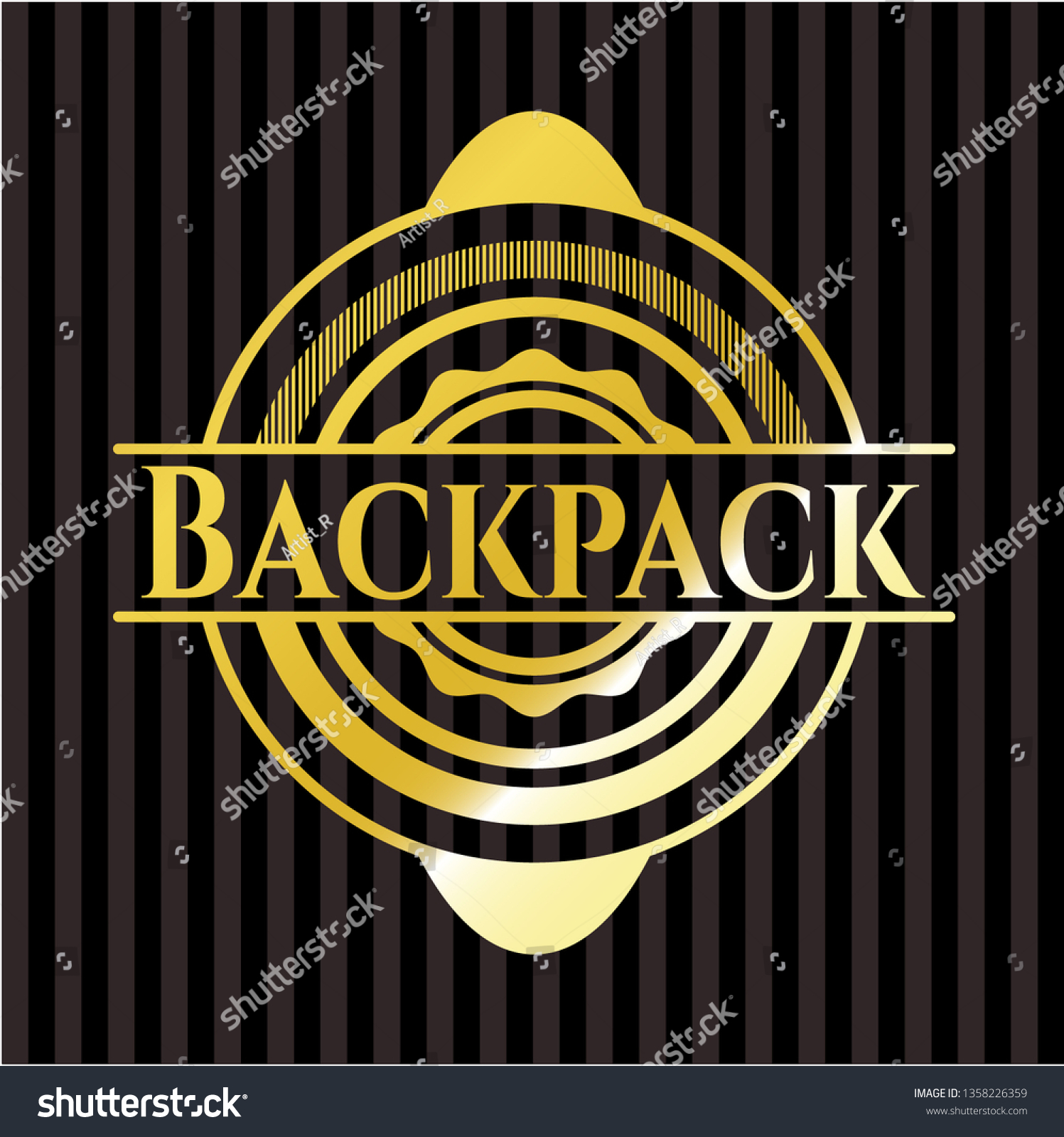 Backpack Golden Emblem Stock Vector (Royalty Free) 1358226359 ...