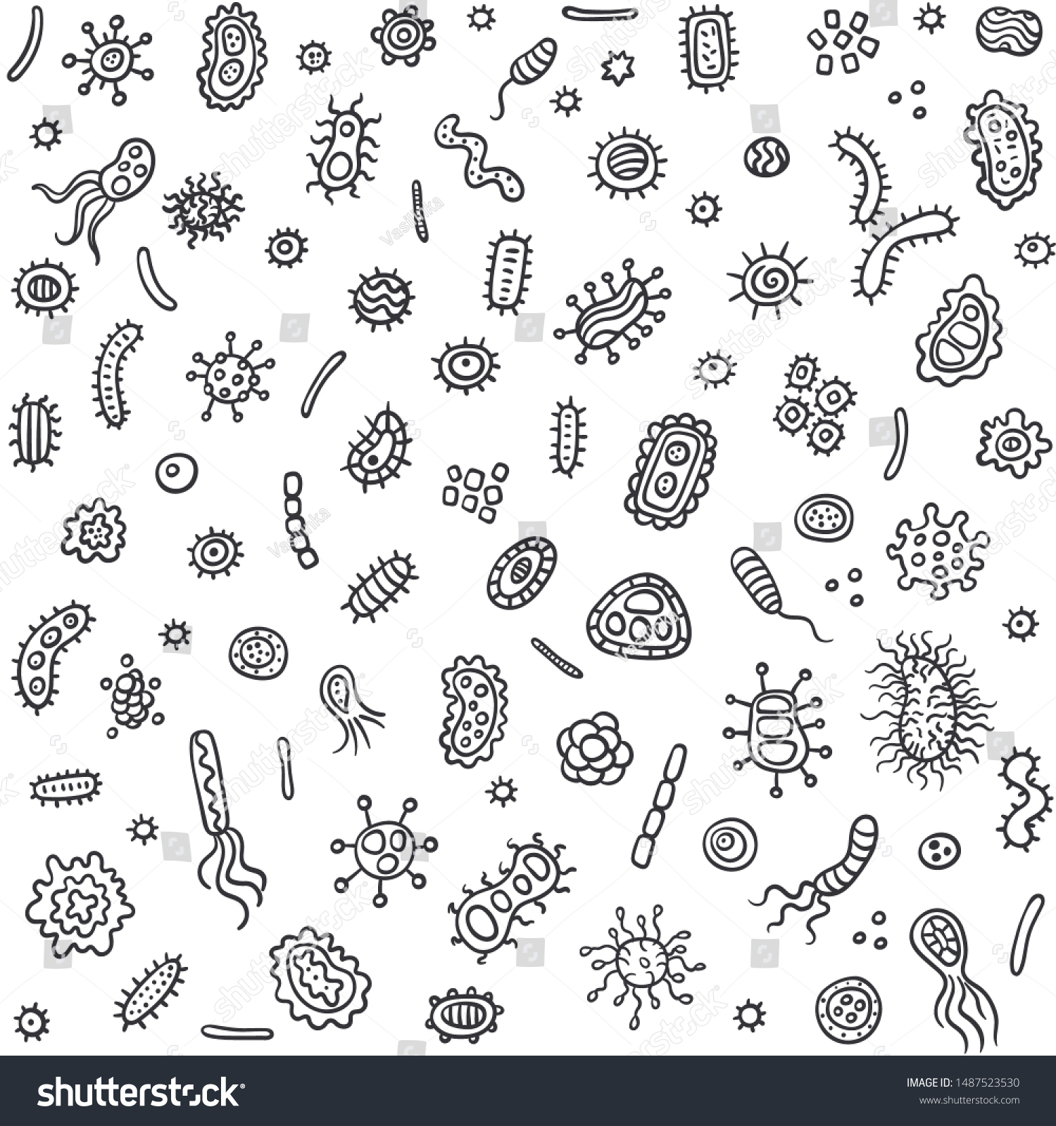 Las bacterias y los gérmenes esbozan: vector de stock (libre de ...