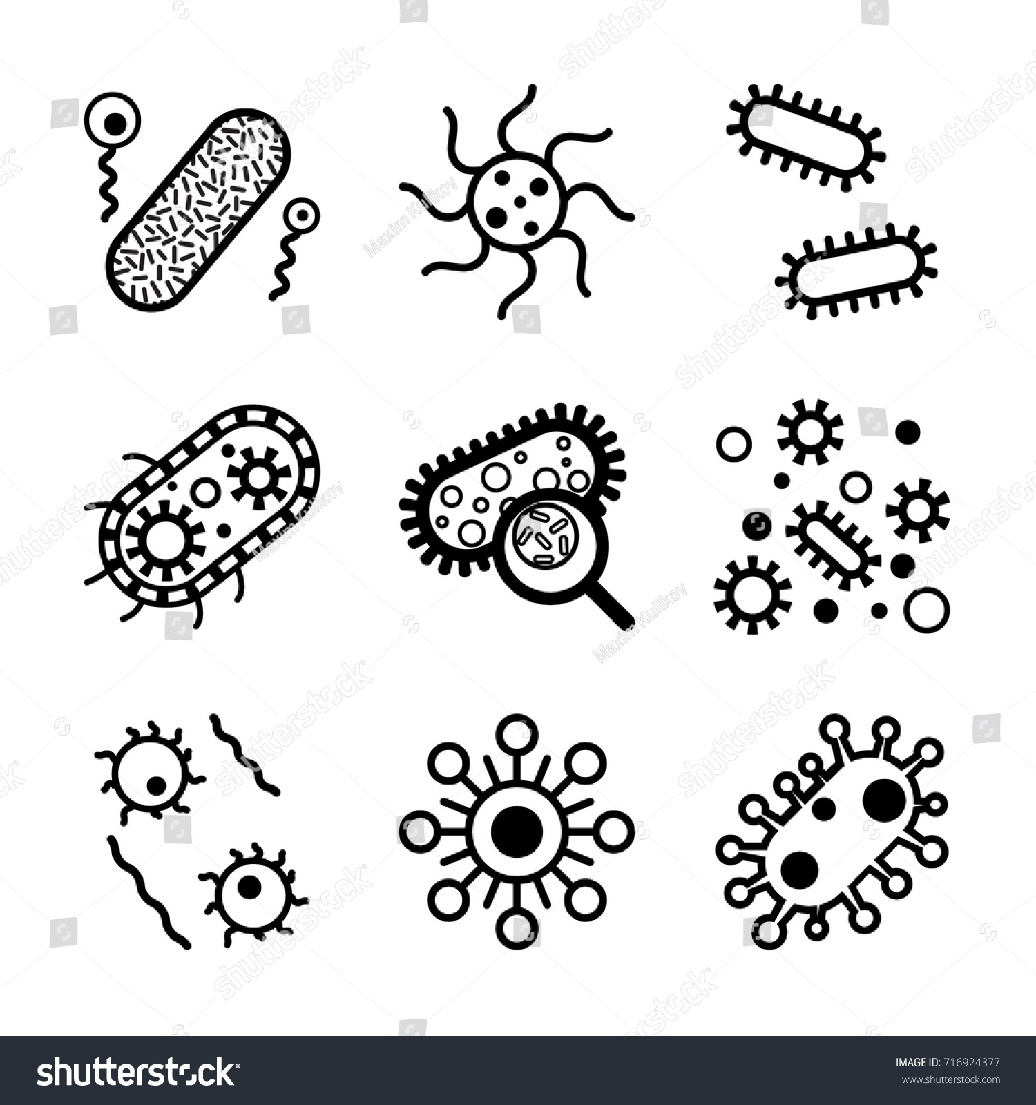 Icône Bacteria : image vectorielle de stock (libre de droits) 716924377