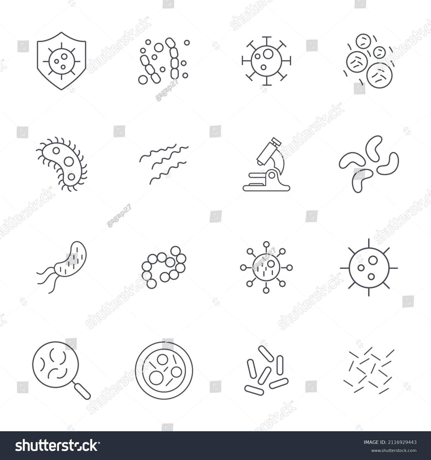 Bacteria Icons Set Bacteria Pack Symbol: เวกเตอร์สต็อก (ปลอดค่า ...