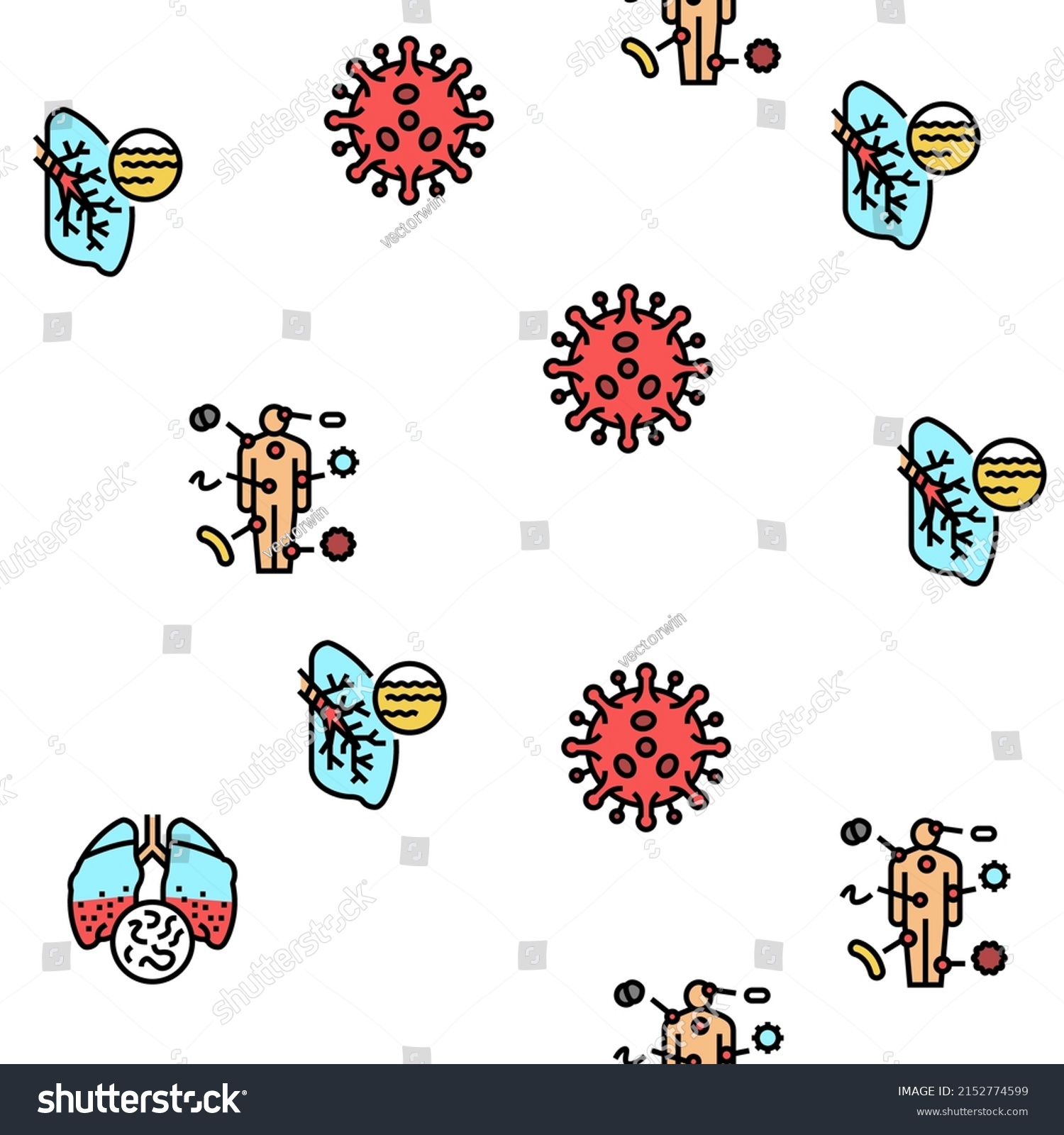 Bacteria Infection Vector Seamless Pattern Thin Stock Vector (Royalty ...