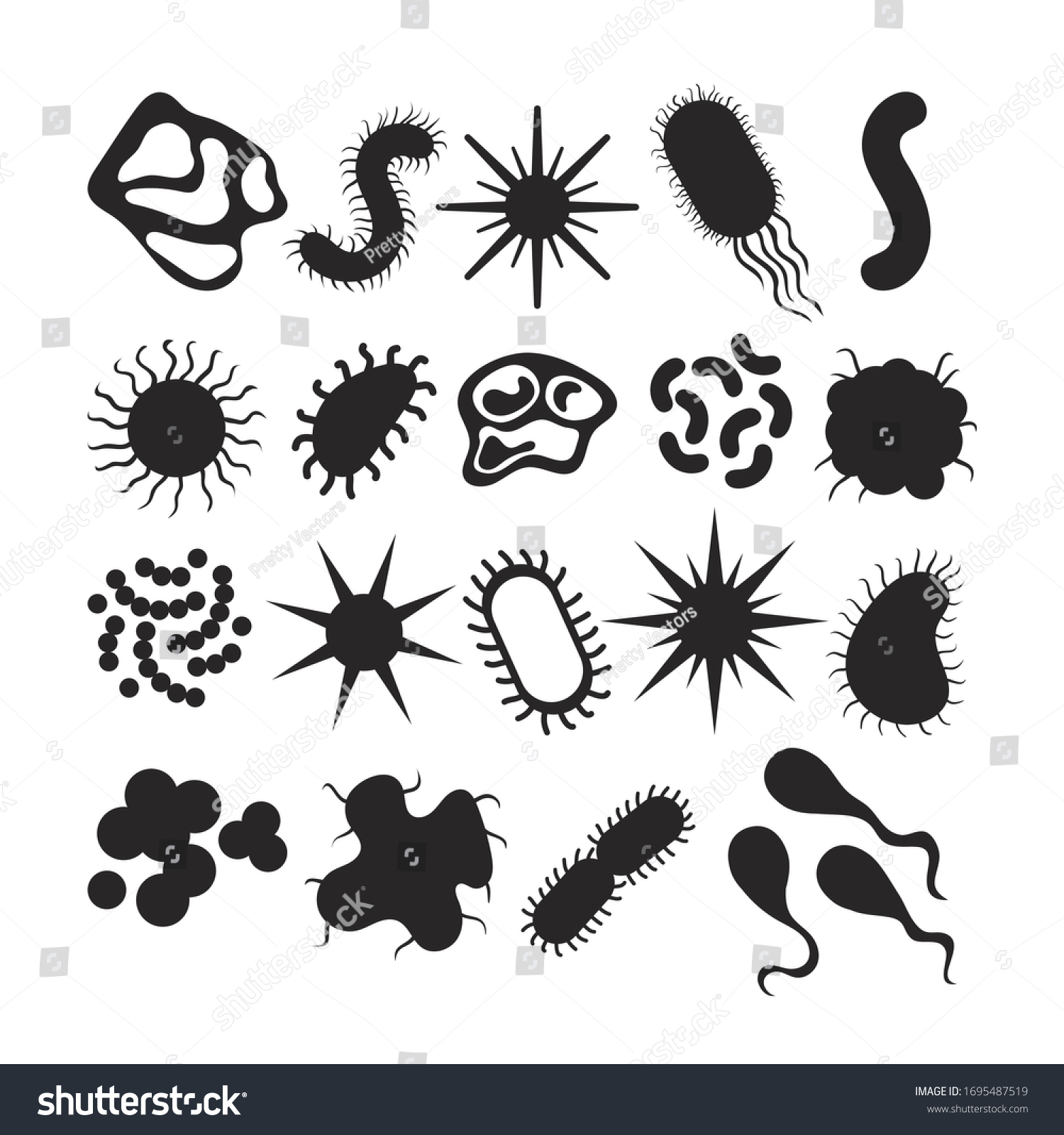 Bacteria Various Allergens Isolated Set Vector Stock Vector (Royalty ...
