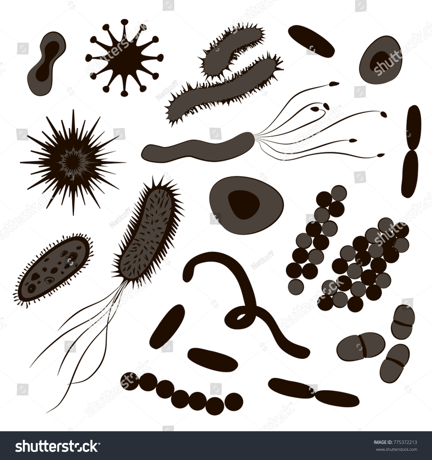 Bacteria Virus Germs Icon Set Stok Vektör (Telifsiz) 775372213 ...