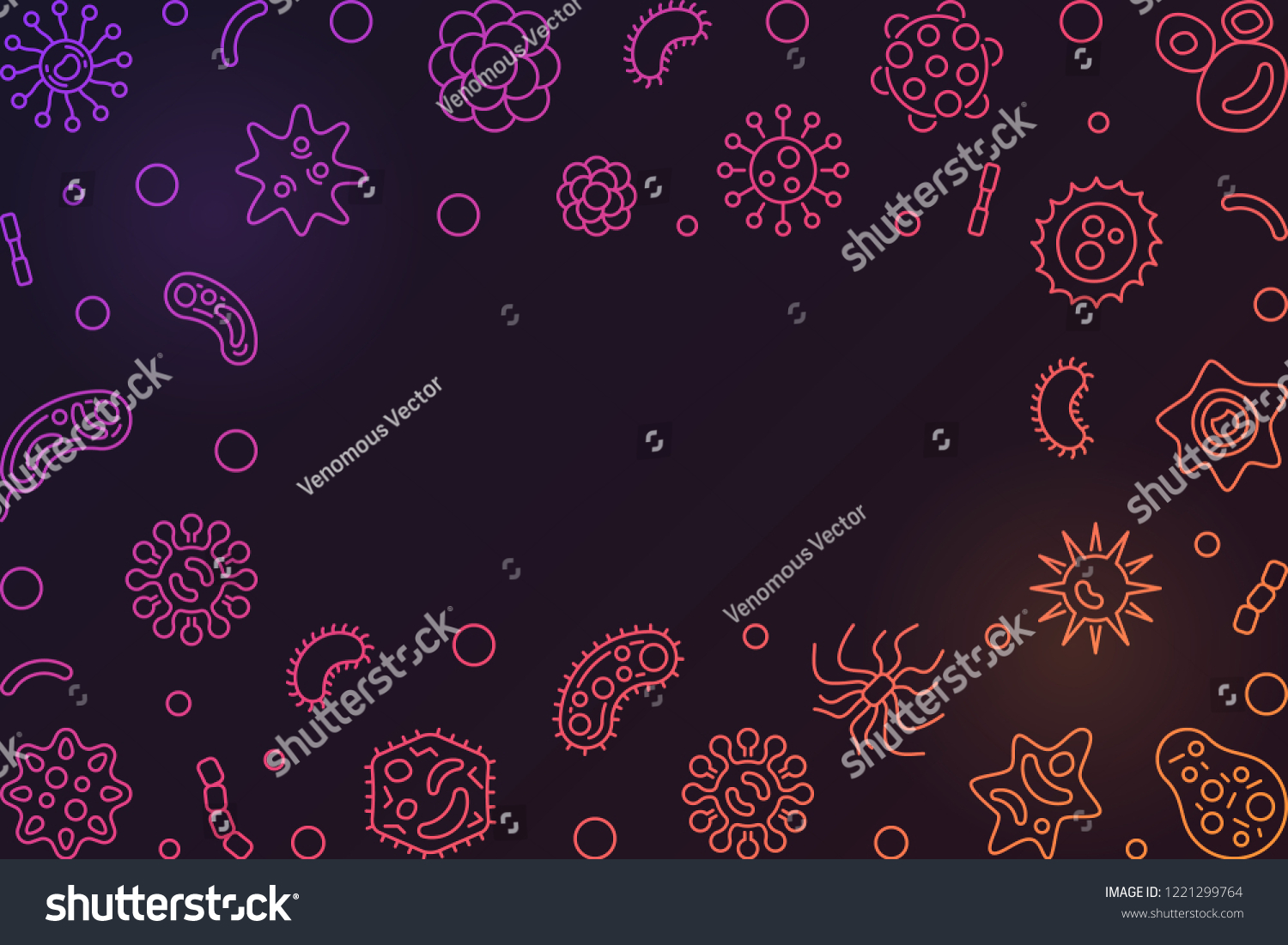 Bacterium Microbiology Bright Horizontal Frame Empty Stock Vector ...
