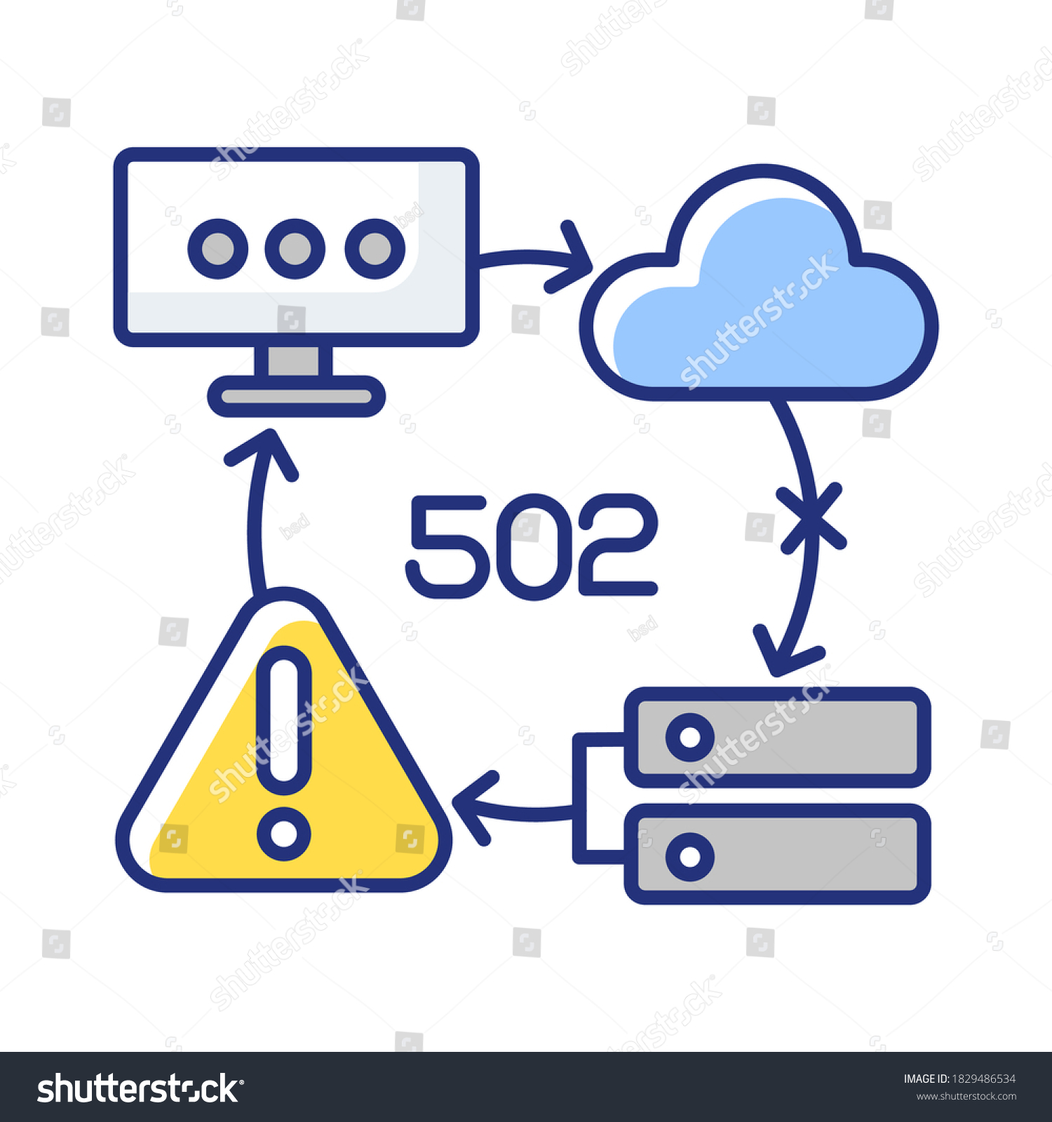 Bad Gateway Notification Rgb Color Icon Stock Vector (Royalty Free ...