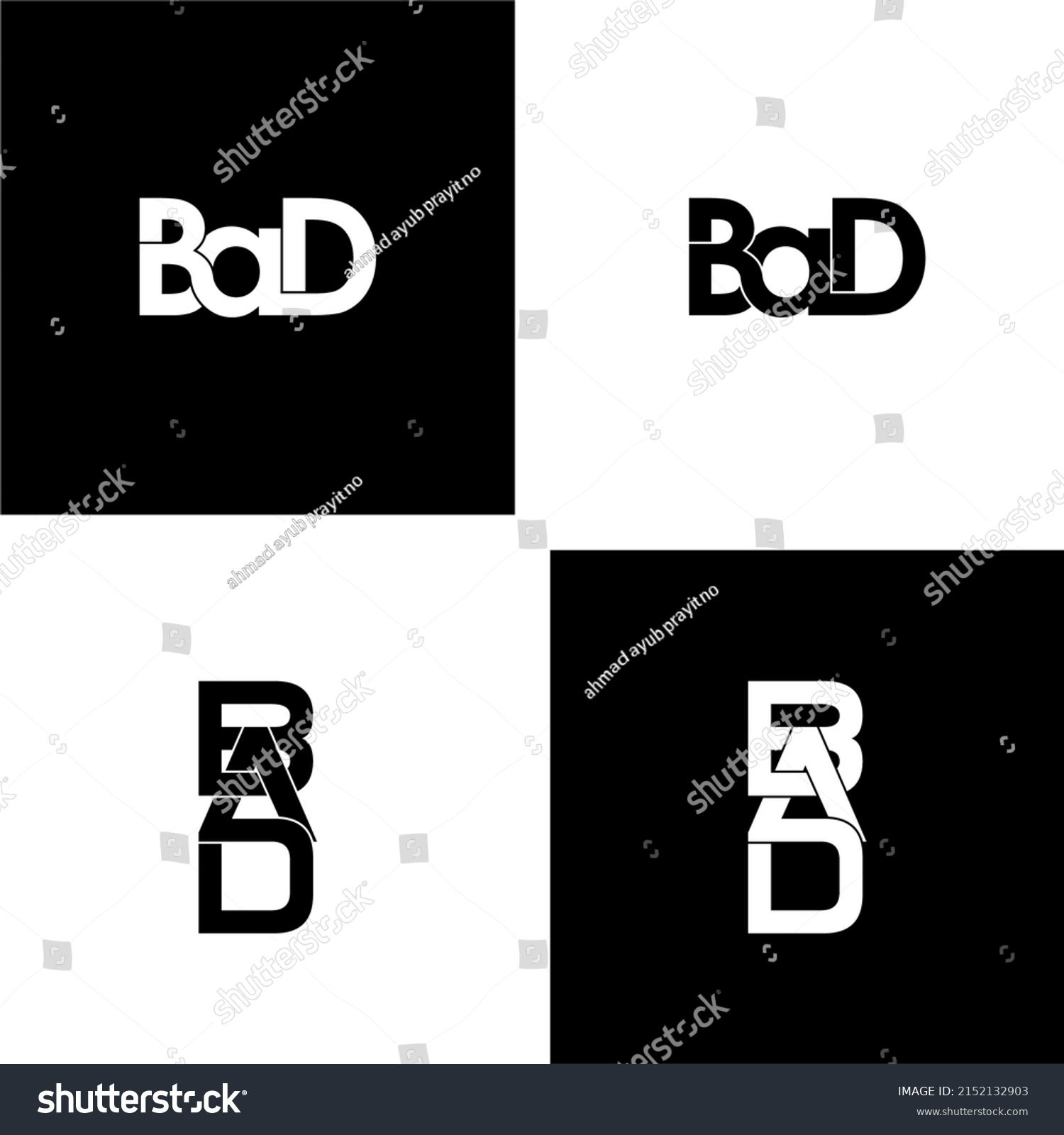 Bad Letter Original Monogram Logo Design Stock Vector (Royalty Free ...