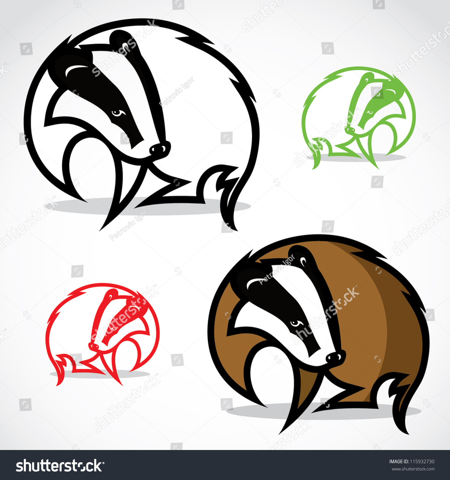 Badger Signs Vector Illustrations Stock Vector (Royalty Free) 115932730 ...