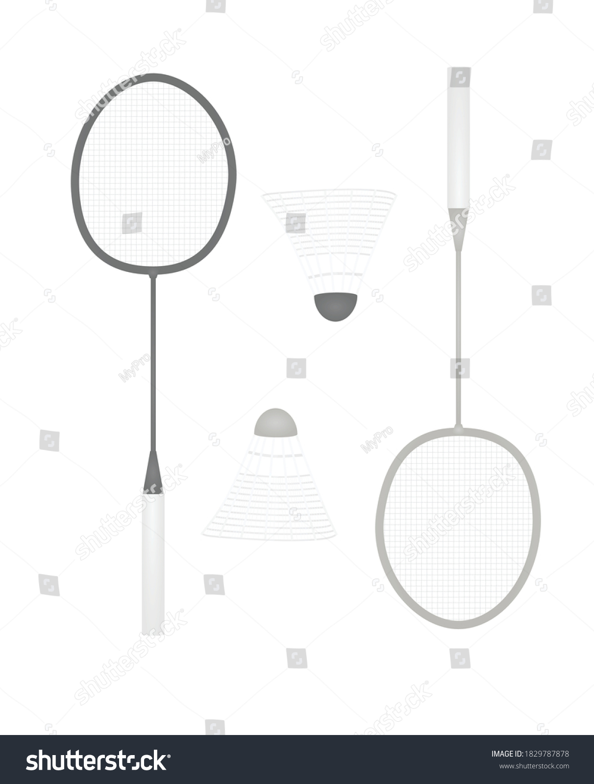 Badminton Racket Ball Set Vector Stock Vector (Royalty Free) 1829787878 ...