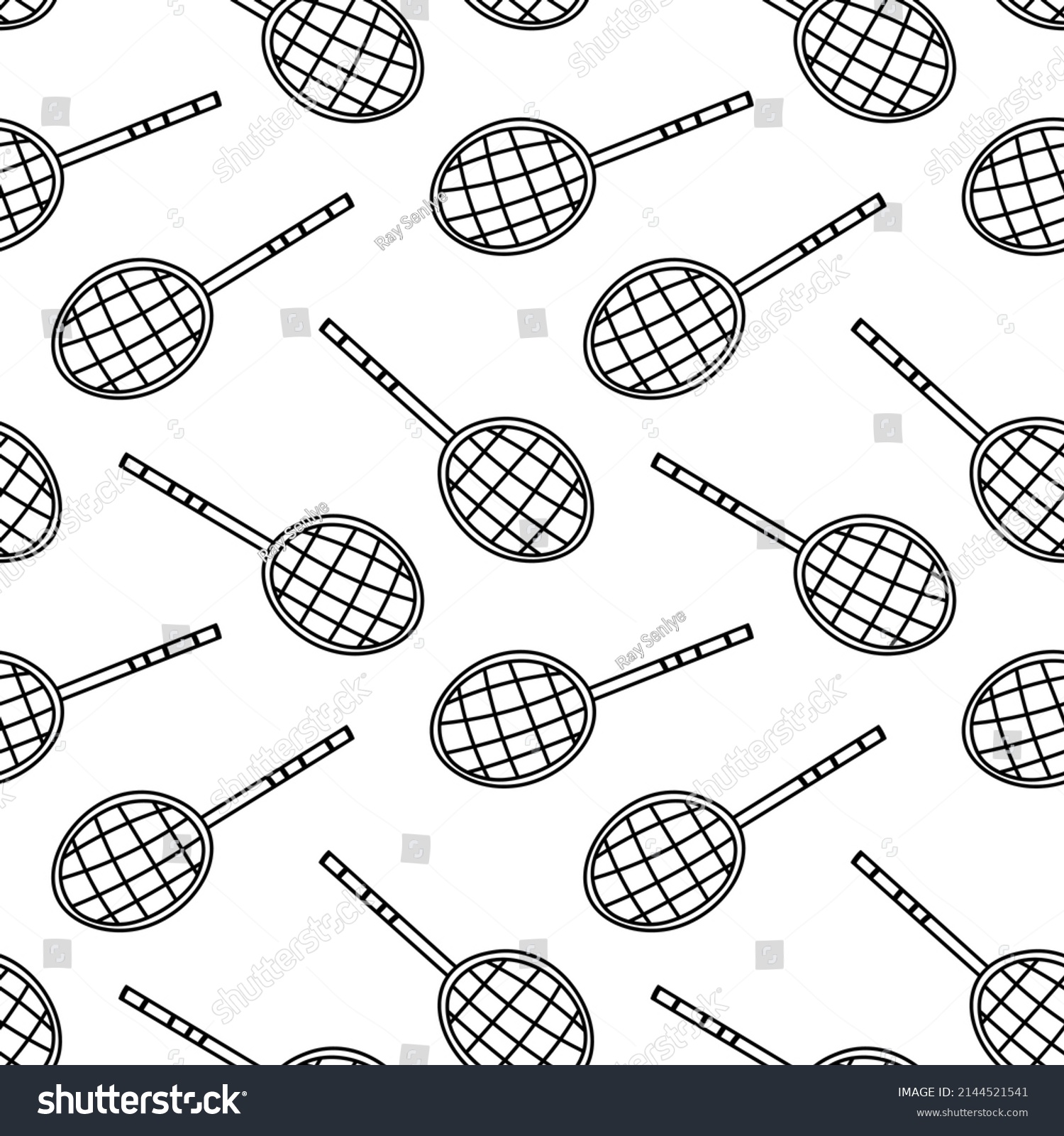 Badminton Racket Seamless Pattern Doodle Outline Stock Vector (Royalty ...